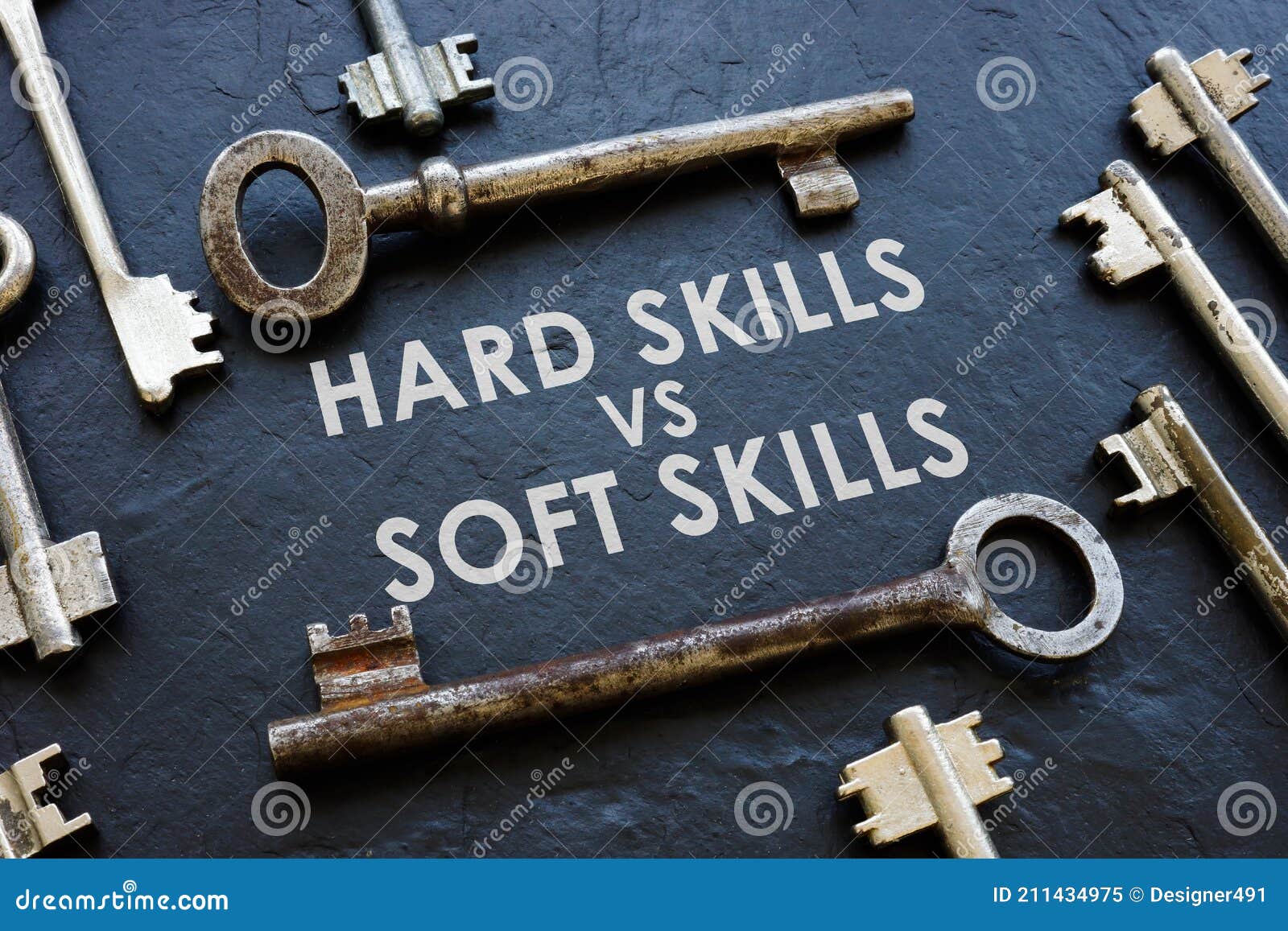 Hard Skills Vs Soft Skills and Old Metal Keys. Stock Image - Image of ...