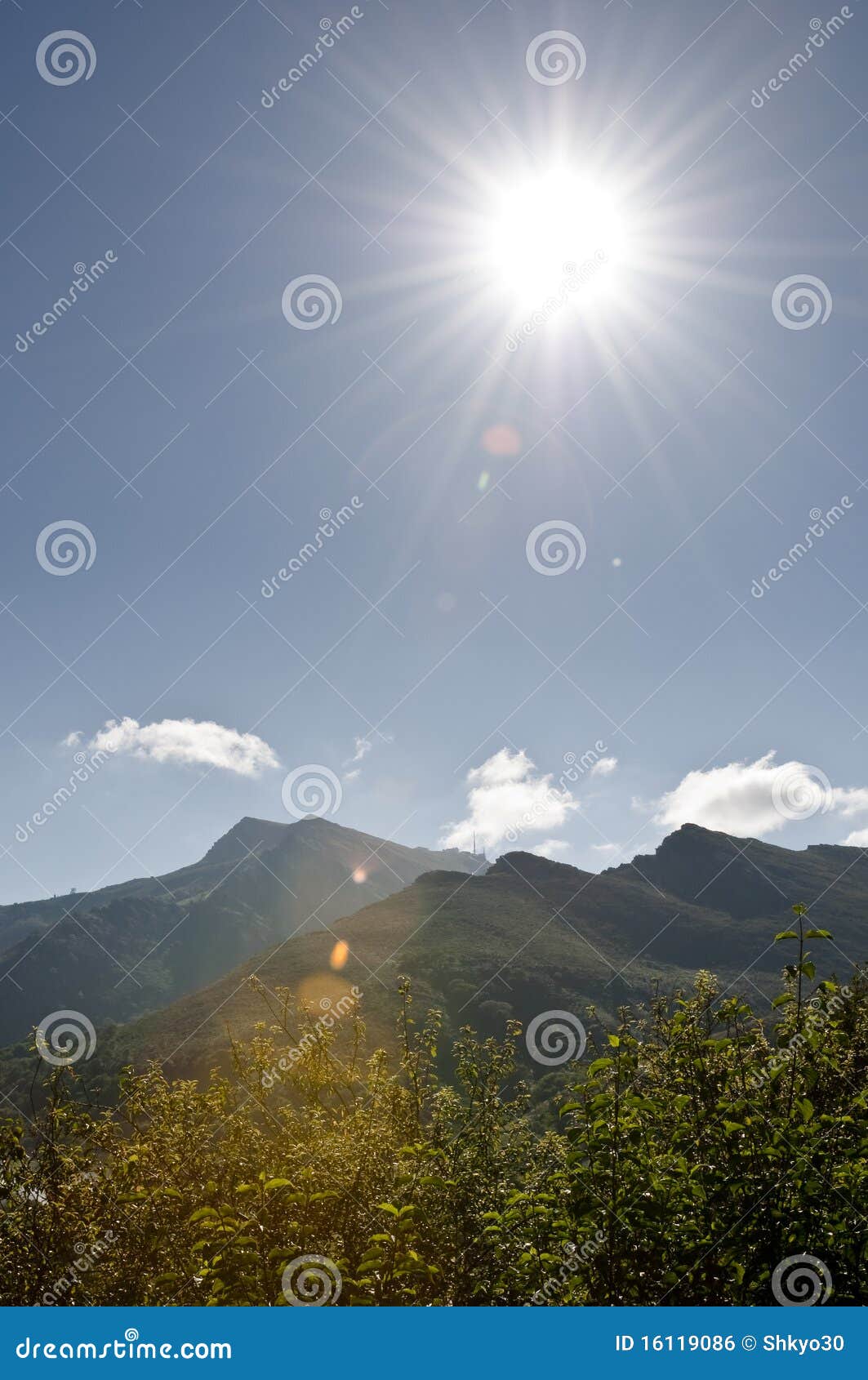 Hard Sun Above French Mountains Stock Photo - Image of dazzle, rhune ...