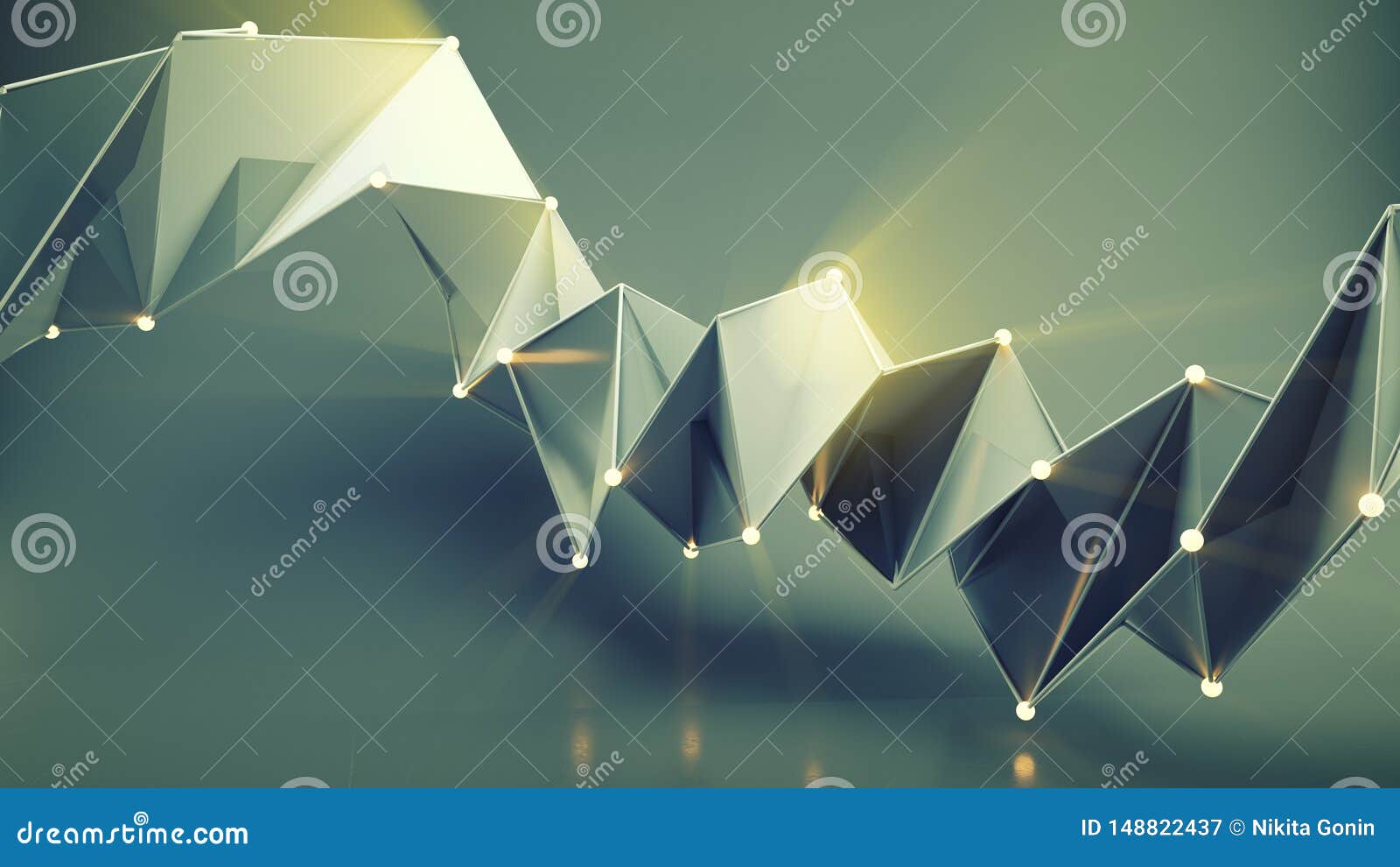 Hard Surface Shape with Glowing Spheres 3D Render Stock Illustration ...