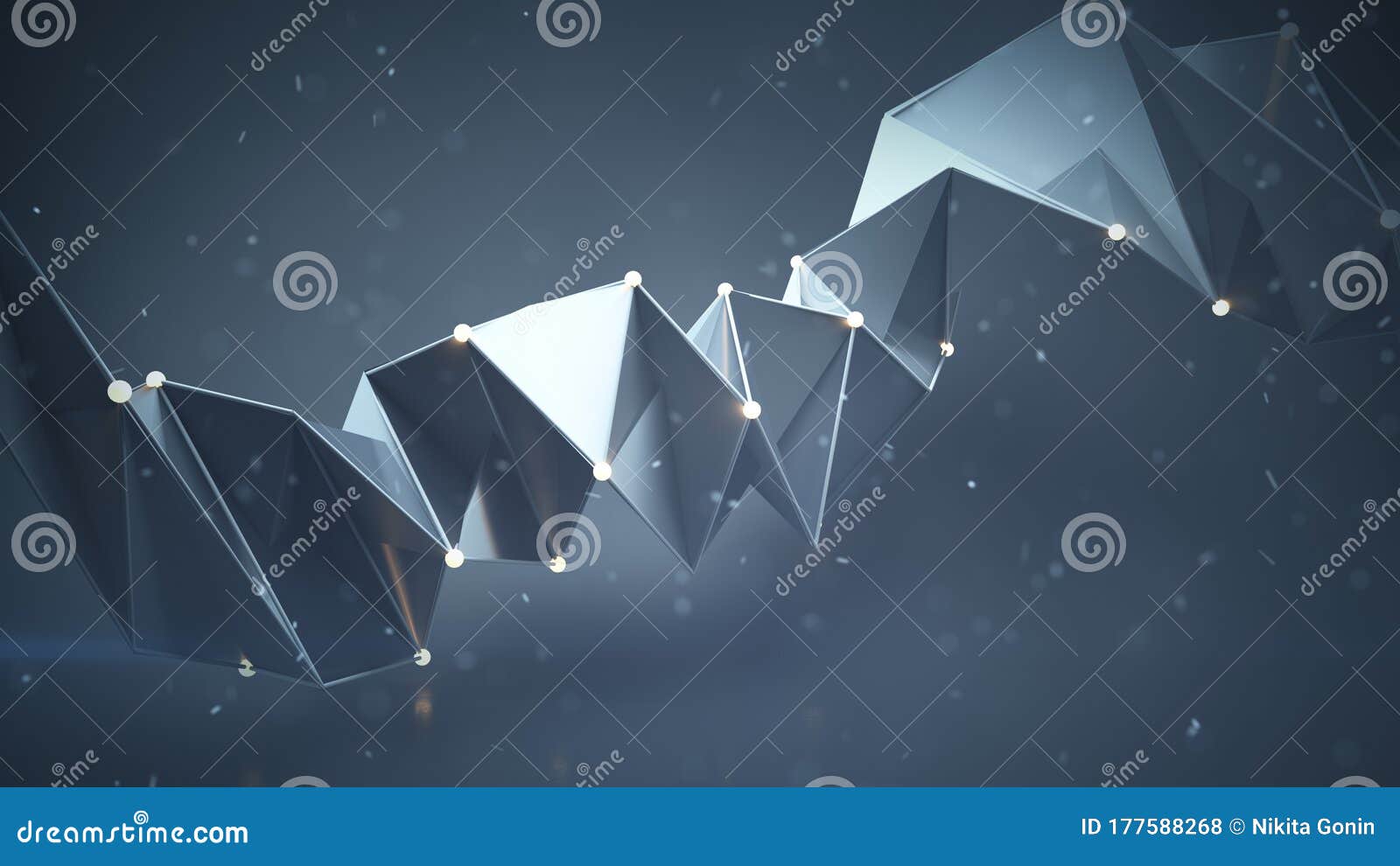 Hard Surface Twisted Shape and Particles 3D Render Stock Illustration ...