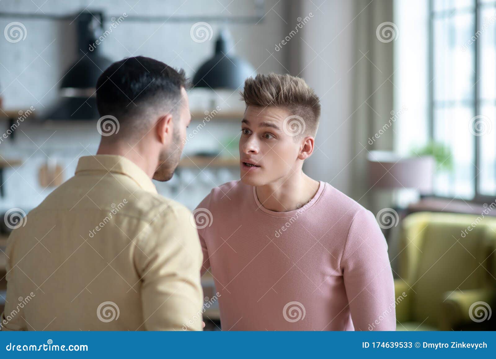 Two Young Men Having an Argument and Looking Agressive Stock Image ...