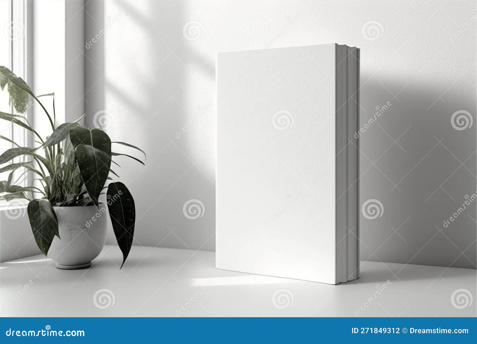 Hard Texture Book Cover Mockup White Book on Desk Concept, Generative ...