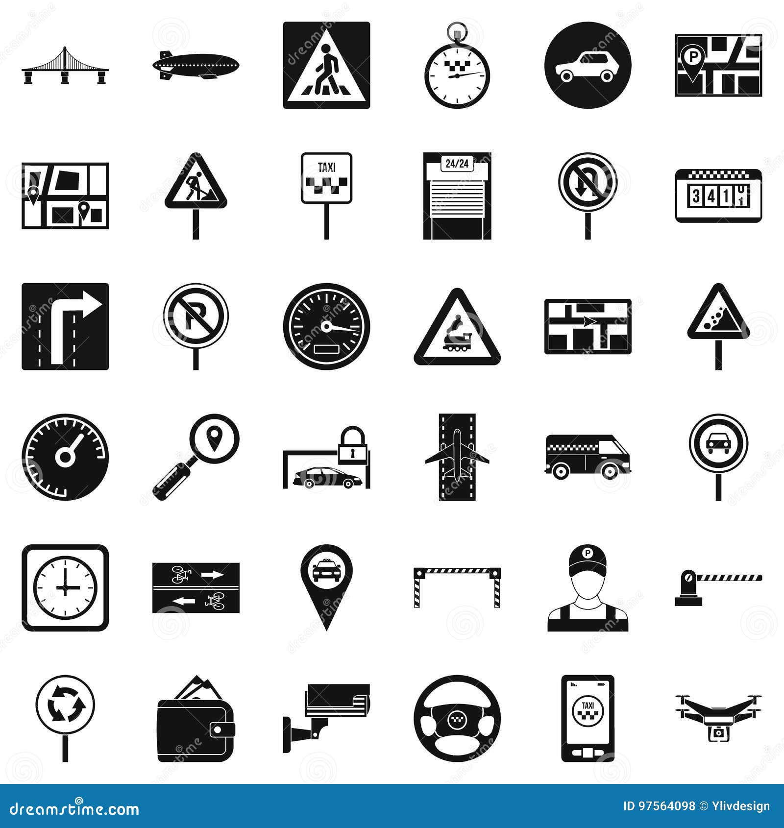 Hard Traffic Icons Set, Simple Style Stock Vector - Illustration of ...
