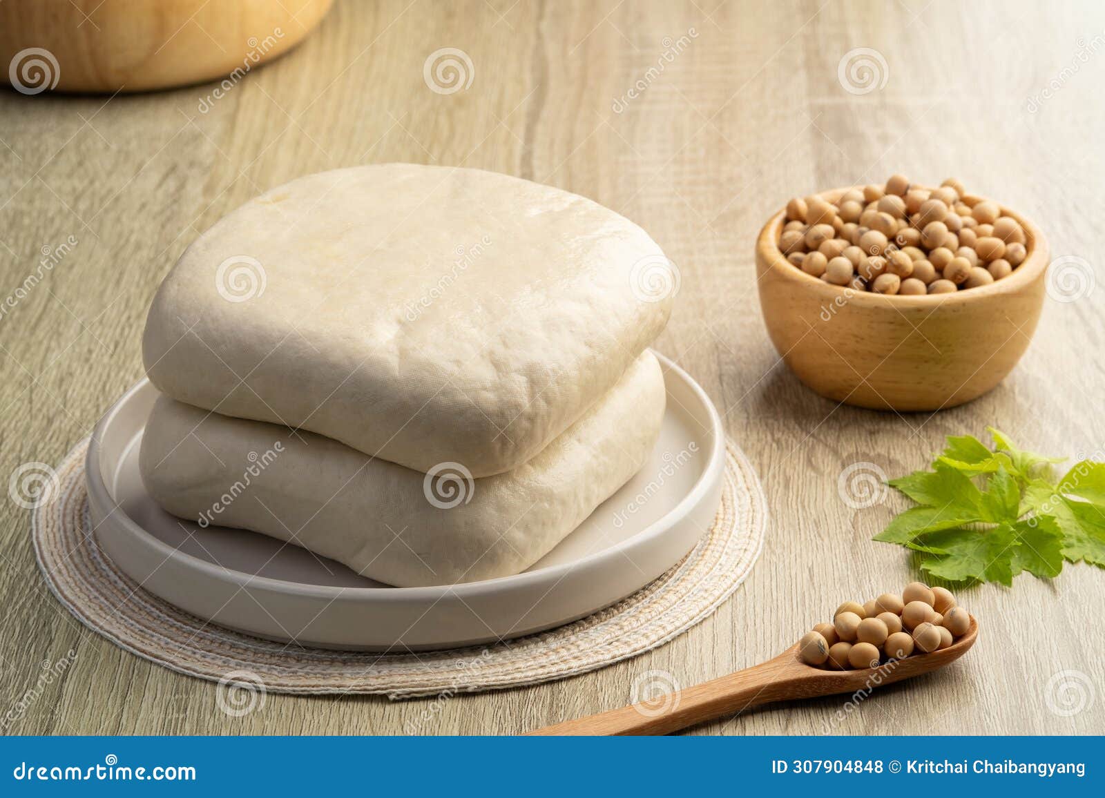 Hard White Tofu Soy Bean Curd on White Plate Stock Photo - Image of ...