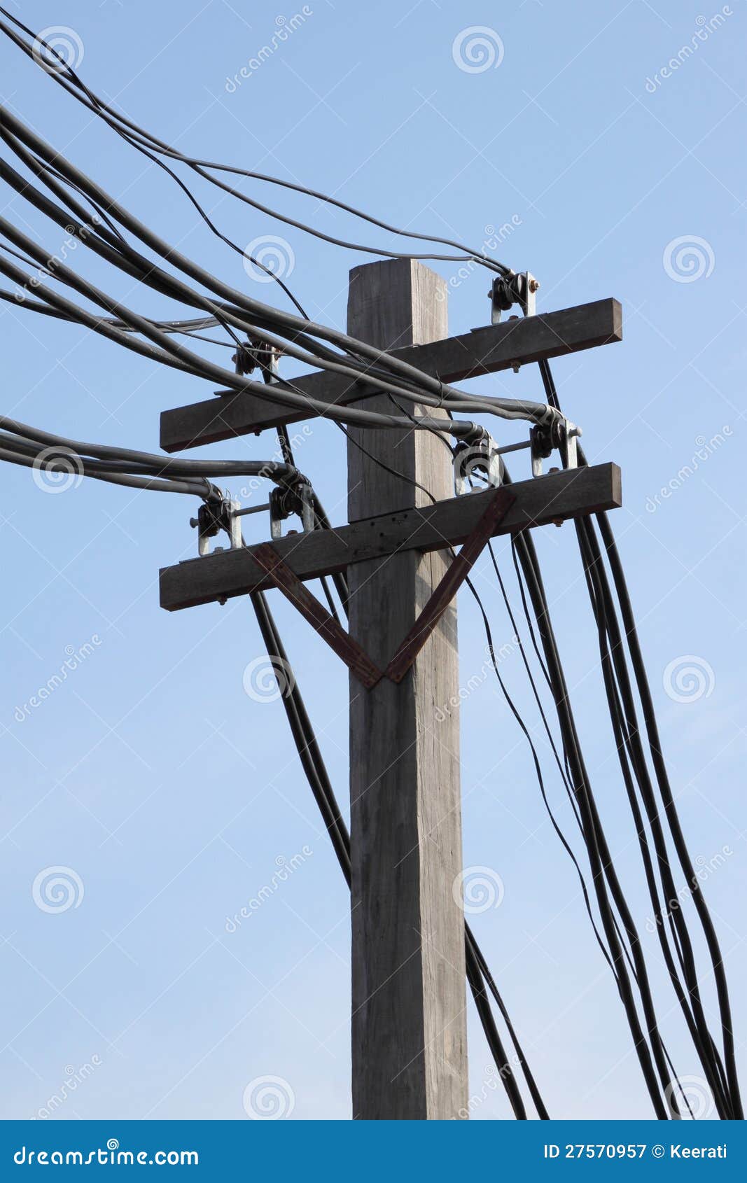 Hard wire on electric pole stock image. Image of high - 27570957