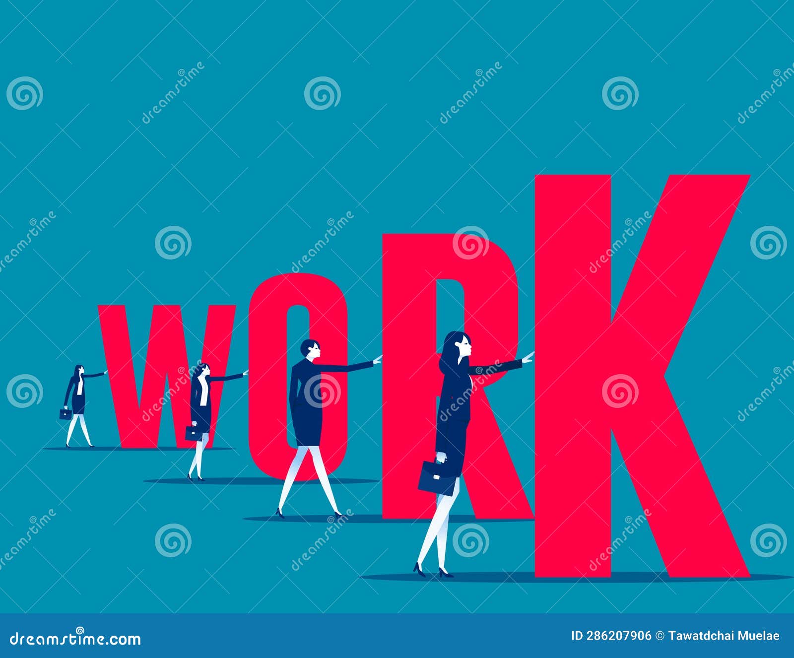 Hard Work with Business People. Business Vector Illustration Stock ...