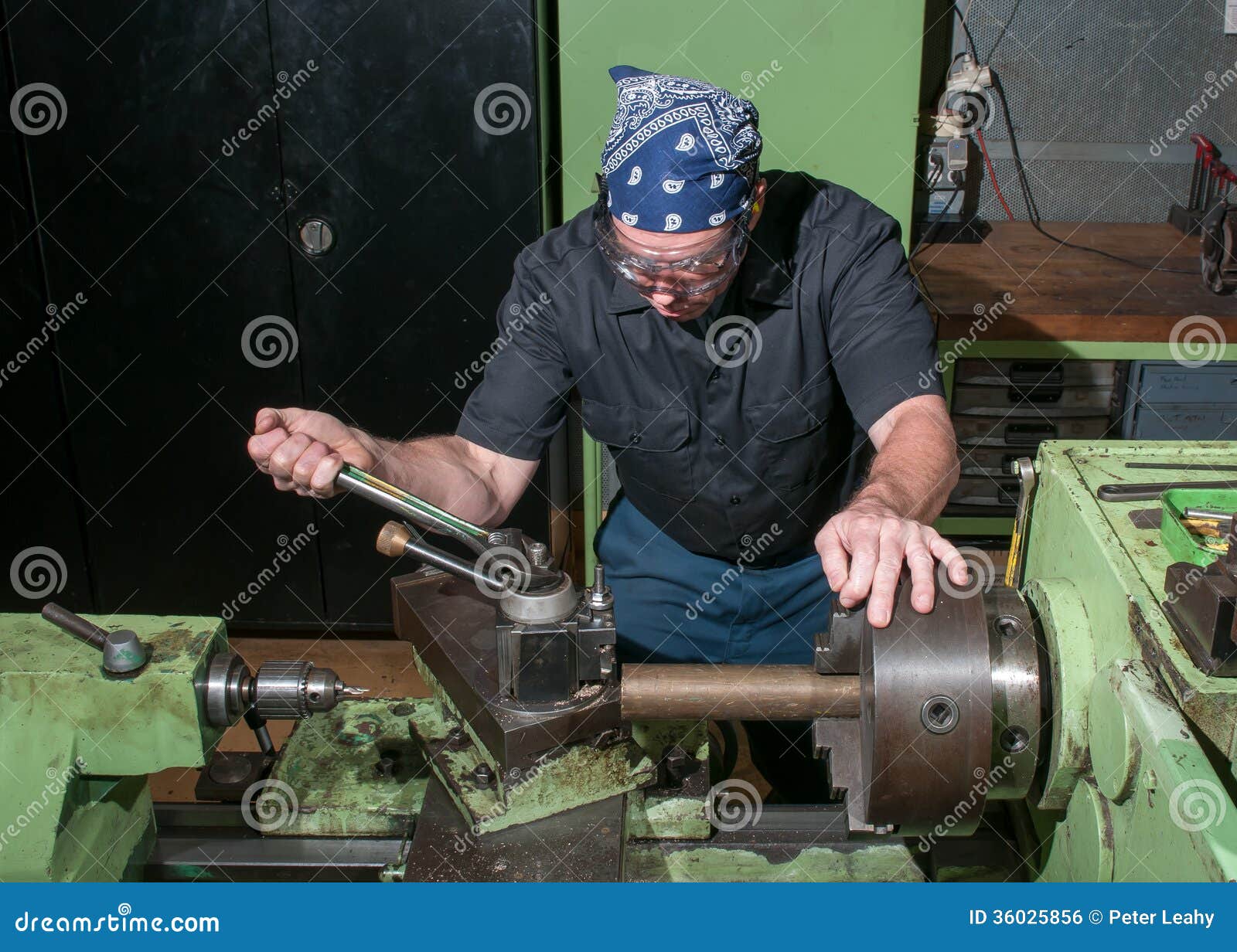 Hard at Work in a Machine Shop. Stock Photo - Image of machine, drill ...