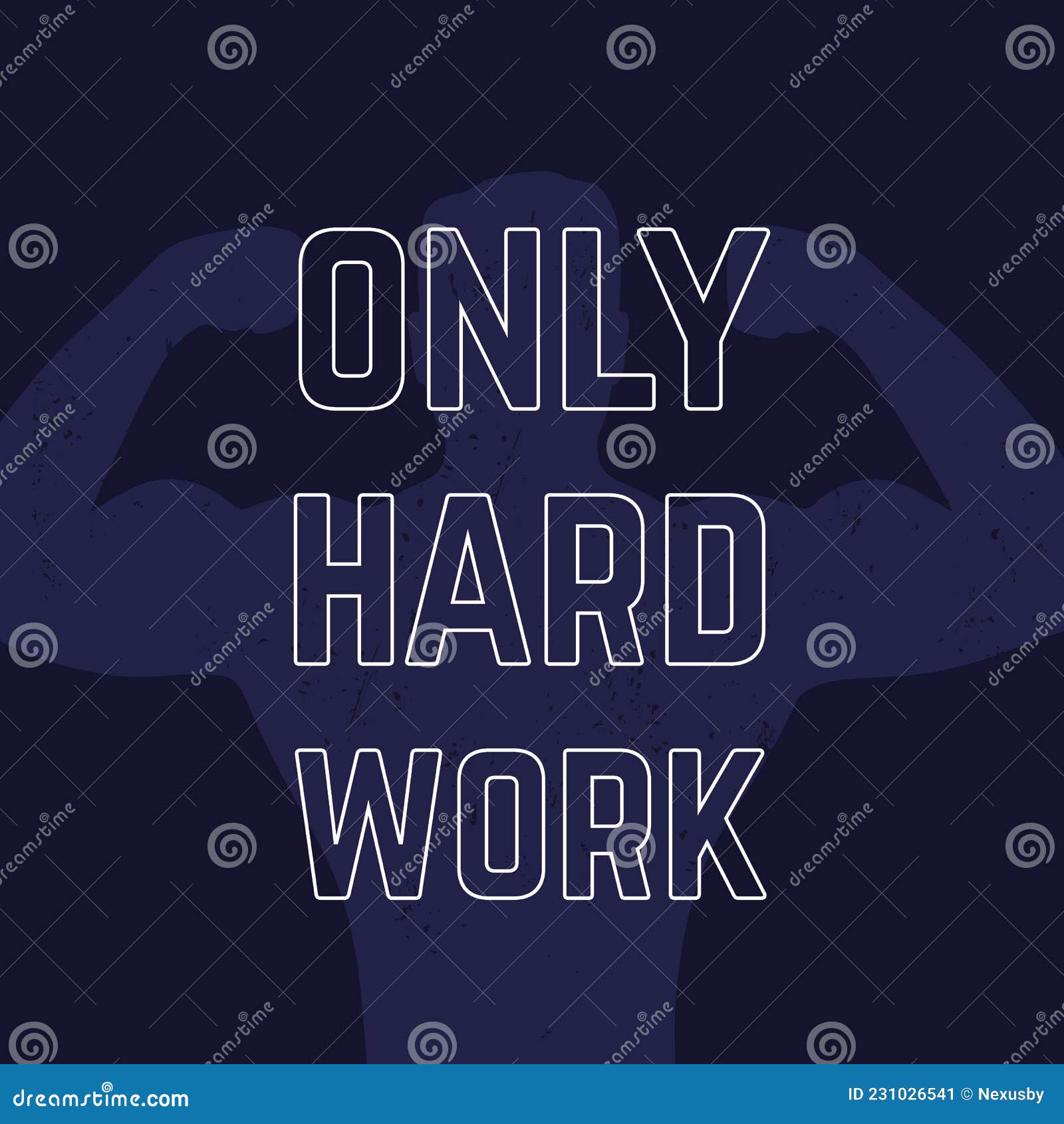 Only Hard Work, Poster Design with Athlete, Vector Stock Vector ...