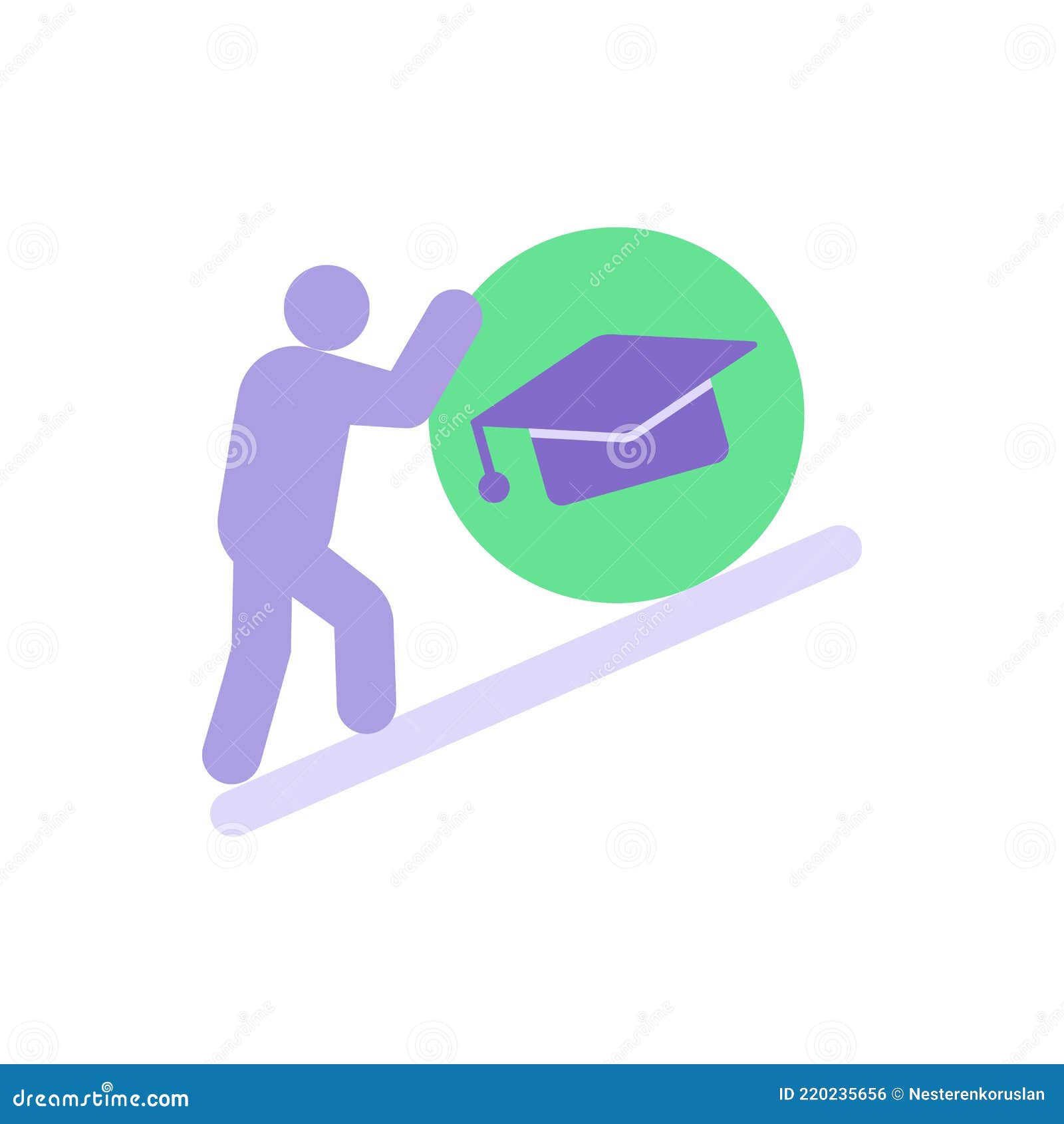 Hard Work in Studying Vector Flat Color Icon Stock Vector ...