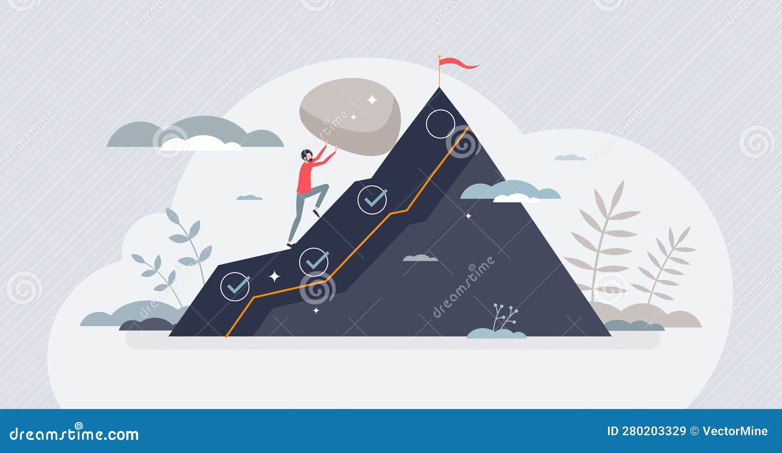 Effort, Determination, Struggle Concept Sketch. Hand Drawn Isolated ...