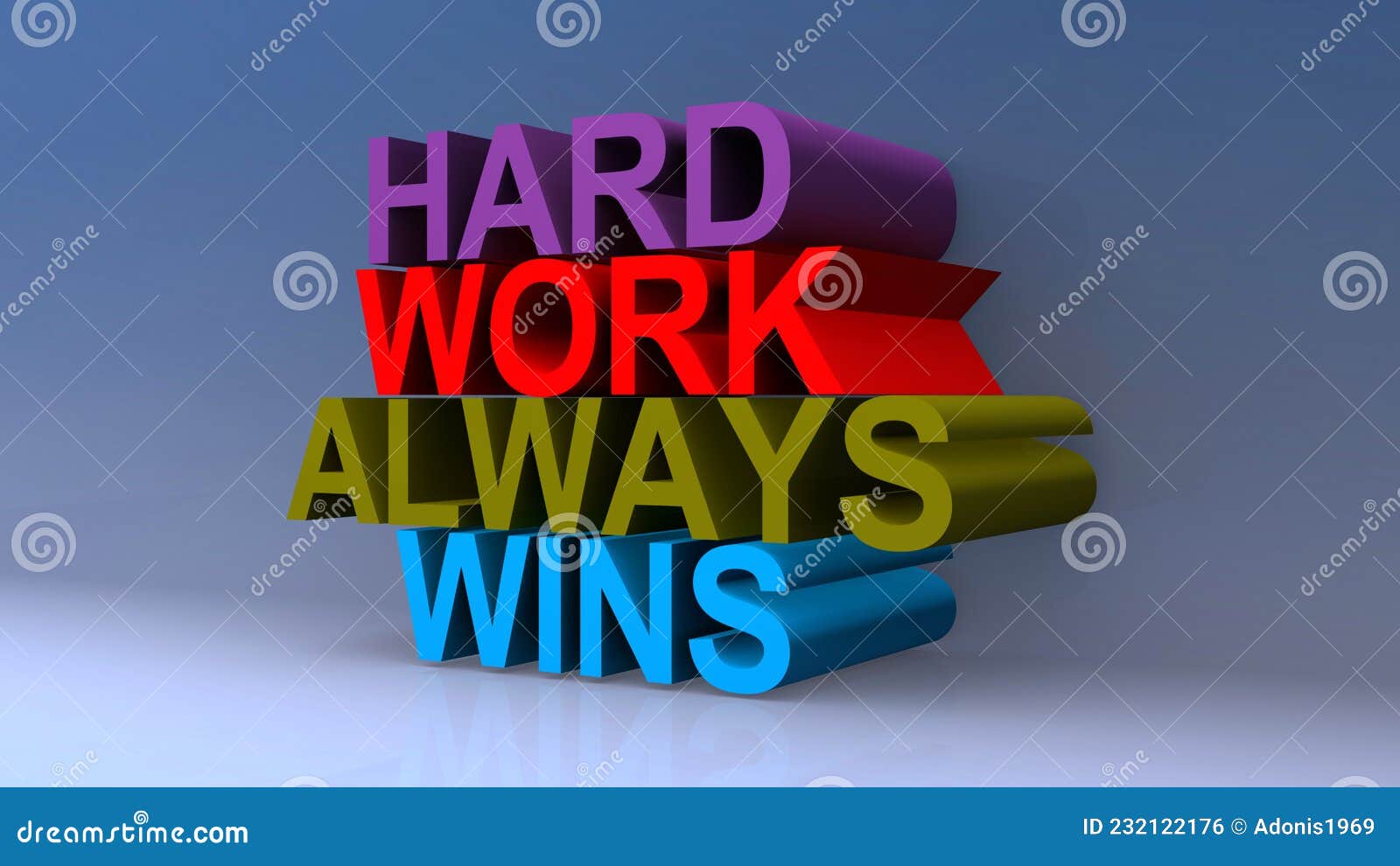 Hard Work always Wins on Blue Stock Illustration - Illustration of ...