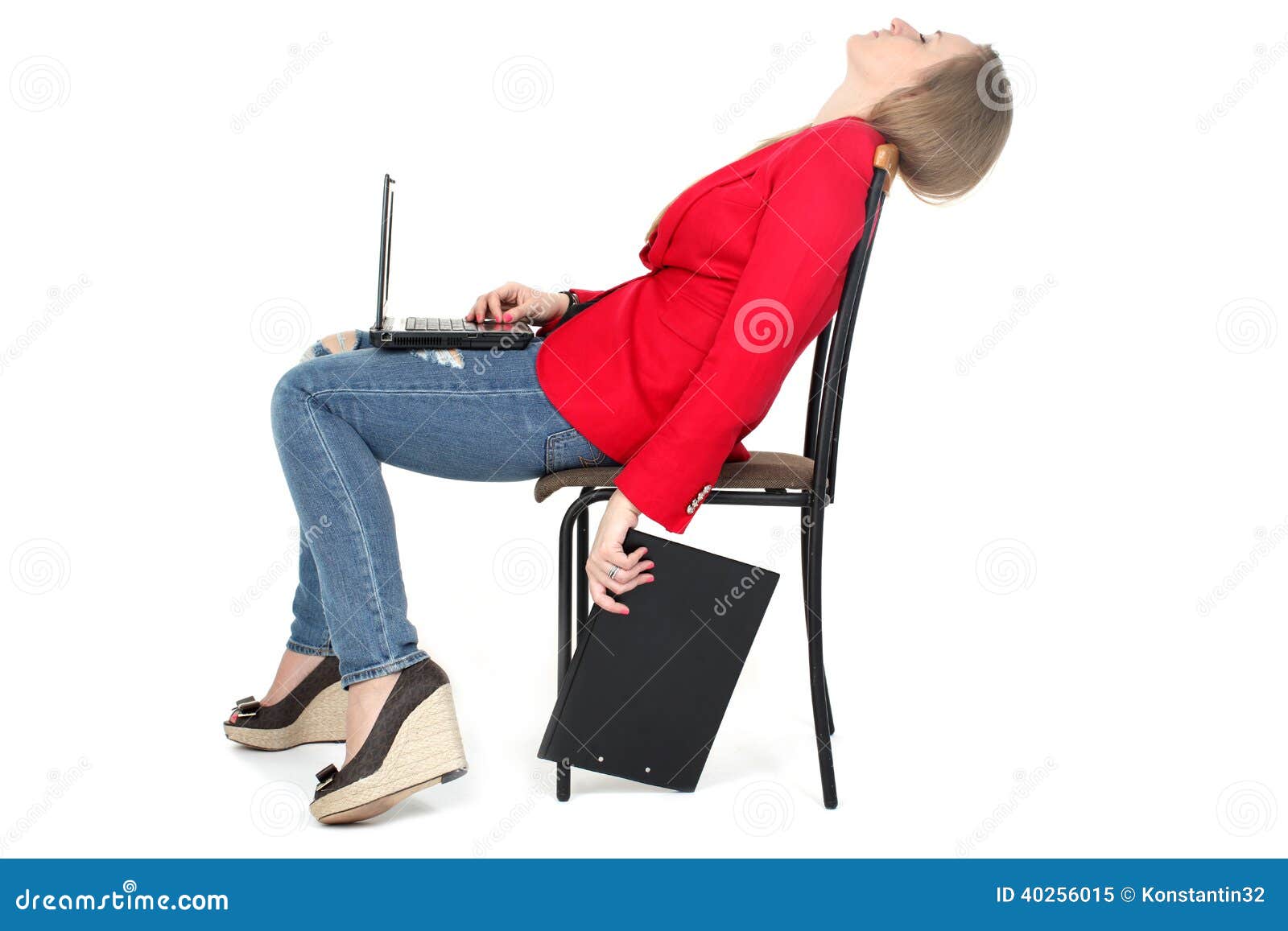 After Hard Work - Woman Relax on Computer Stock Image - Image of ...
