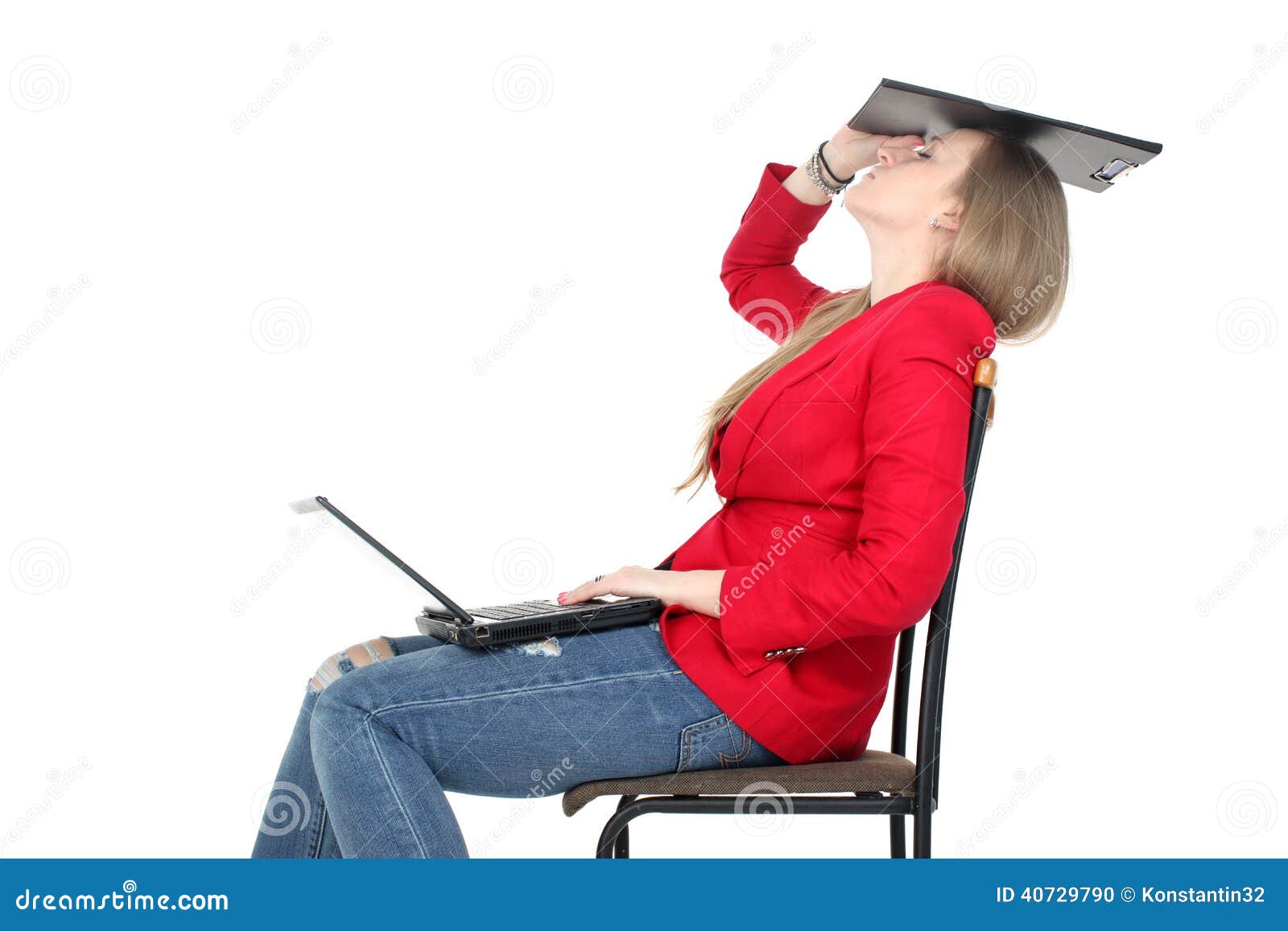 After Hard Work - Woman Relax on Computer Stock Photo - Image of ...