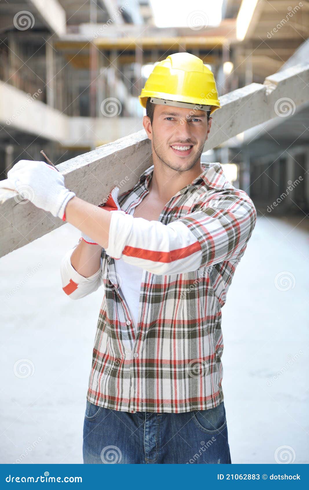 Hard Worker on Construction Site Stock Image - Image of engineering ...