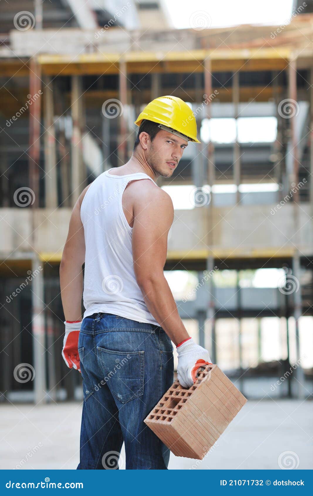 Hard Worker on Construction Site Stock Photo - Image of engineer ...