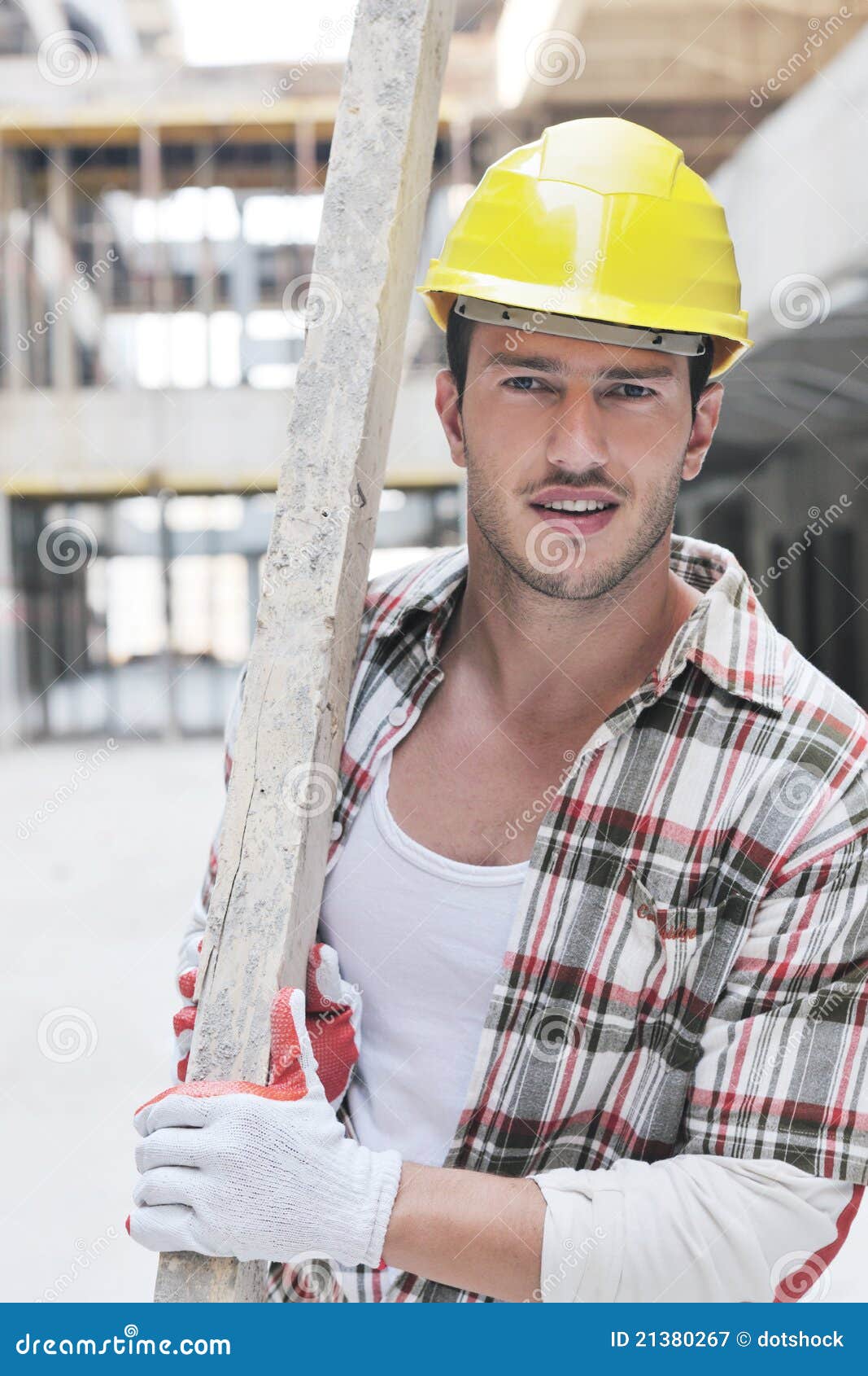 Hard Worker on Construction Site Stock Image - Image of contractor ...