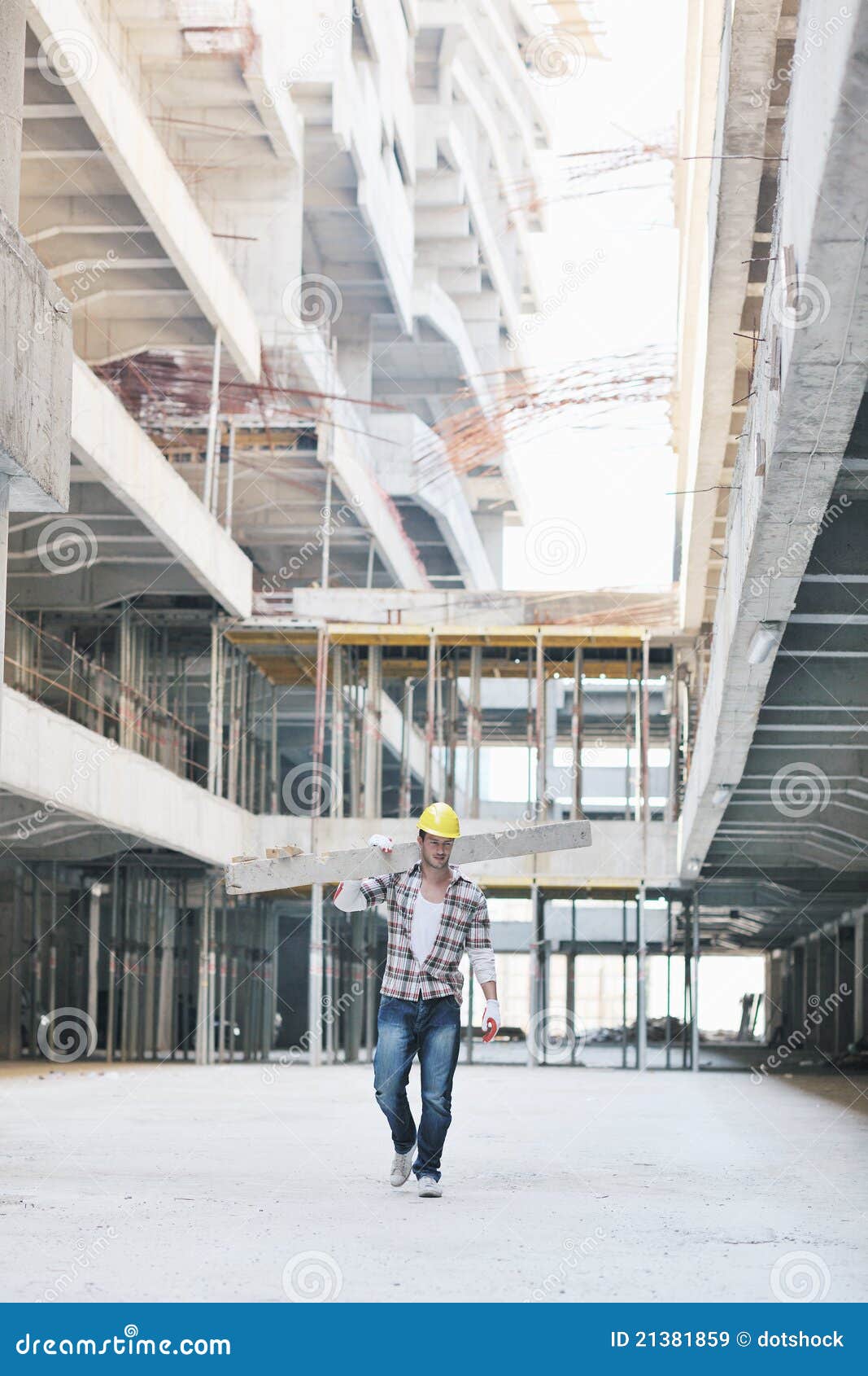 Hard Worker on Construction Site Stock Image - Image of industrial ...