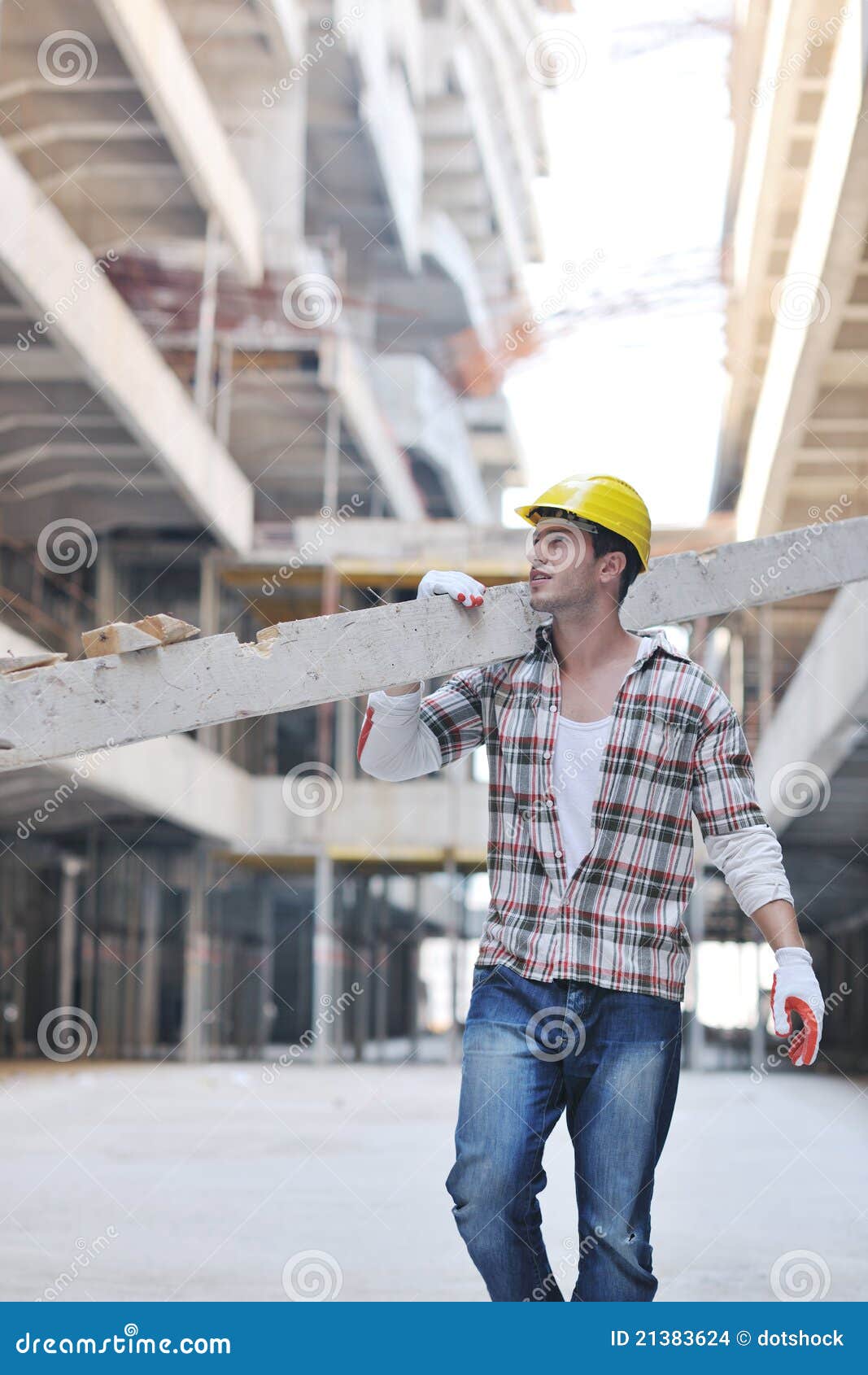 Hard Worker on Construction Site Stock Photo - Image of labor, manual ...