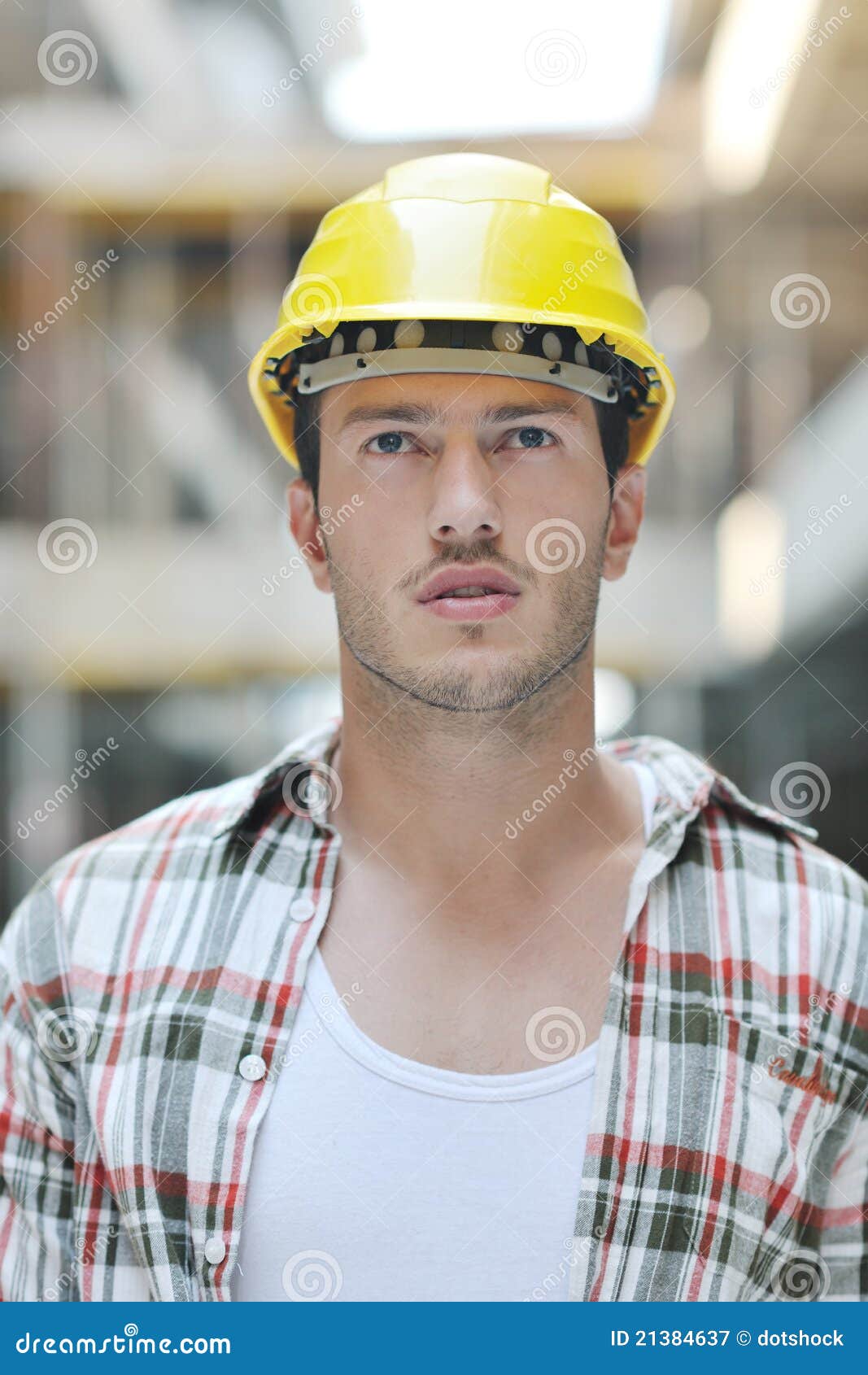 Hard Worker on Construction Site Stock Image - Image of concrete ...