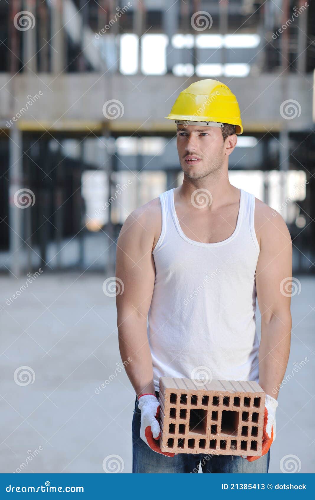 Hard Worker on Construction Site Stock Image - Image of builder ...