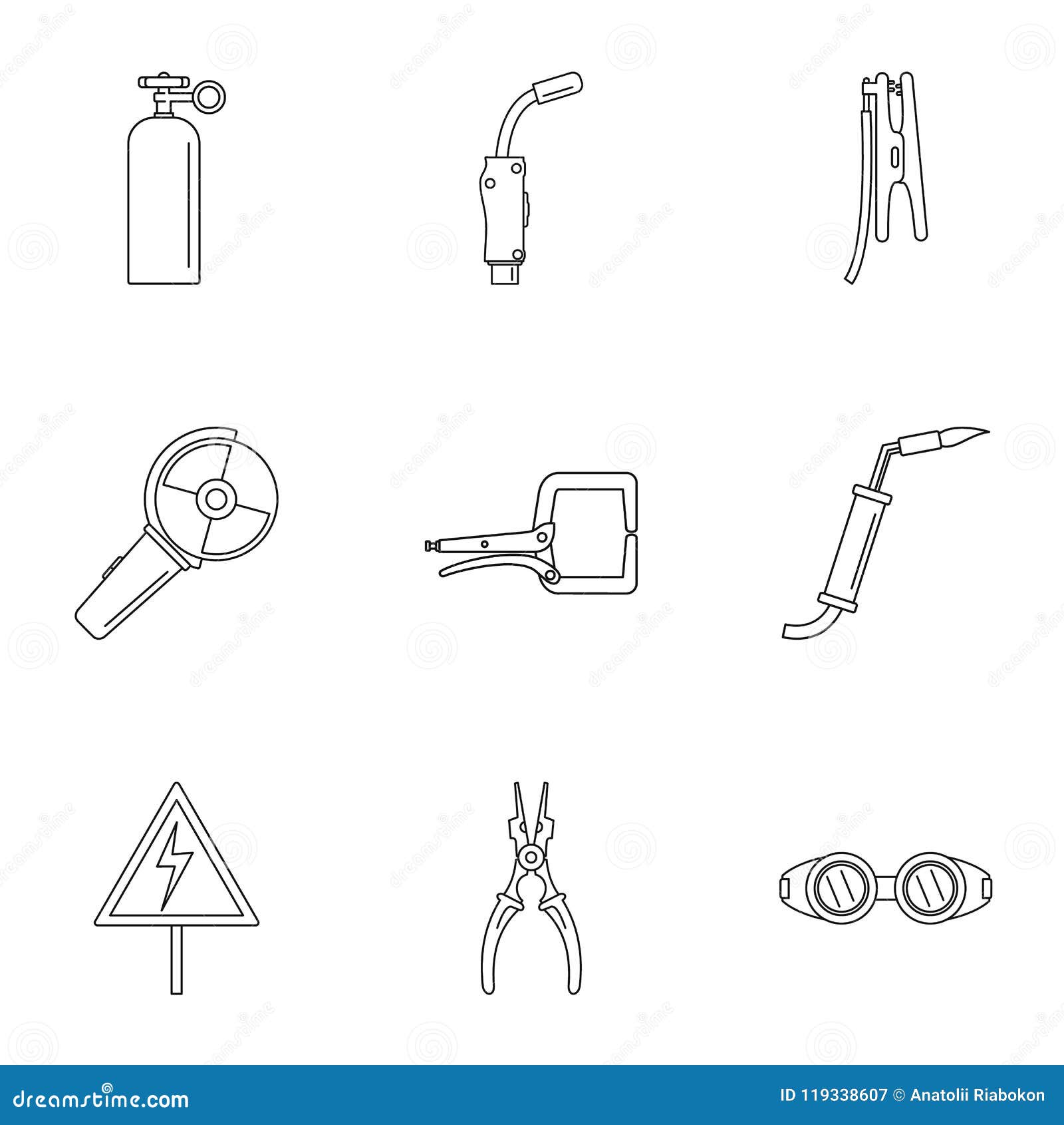 Hard Worker Icons Set, Outline Style Stock Vector - Illustration of ...