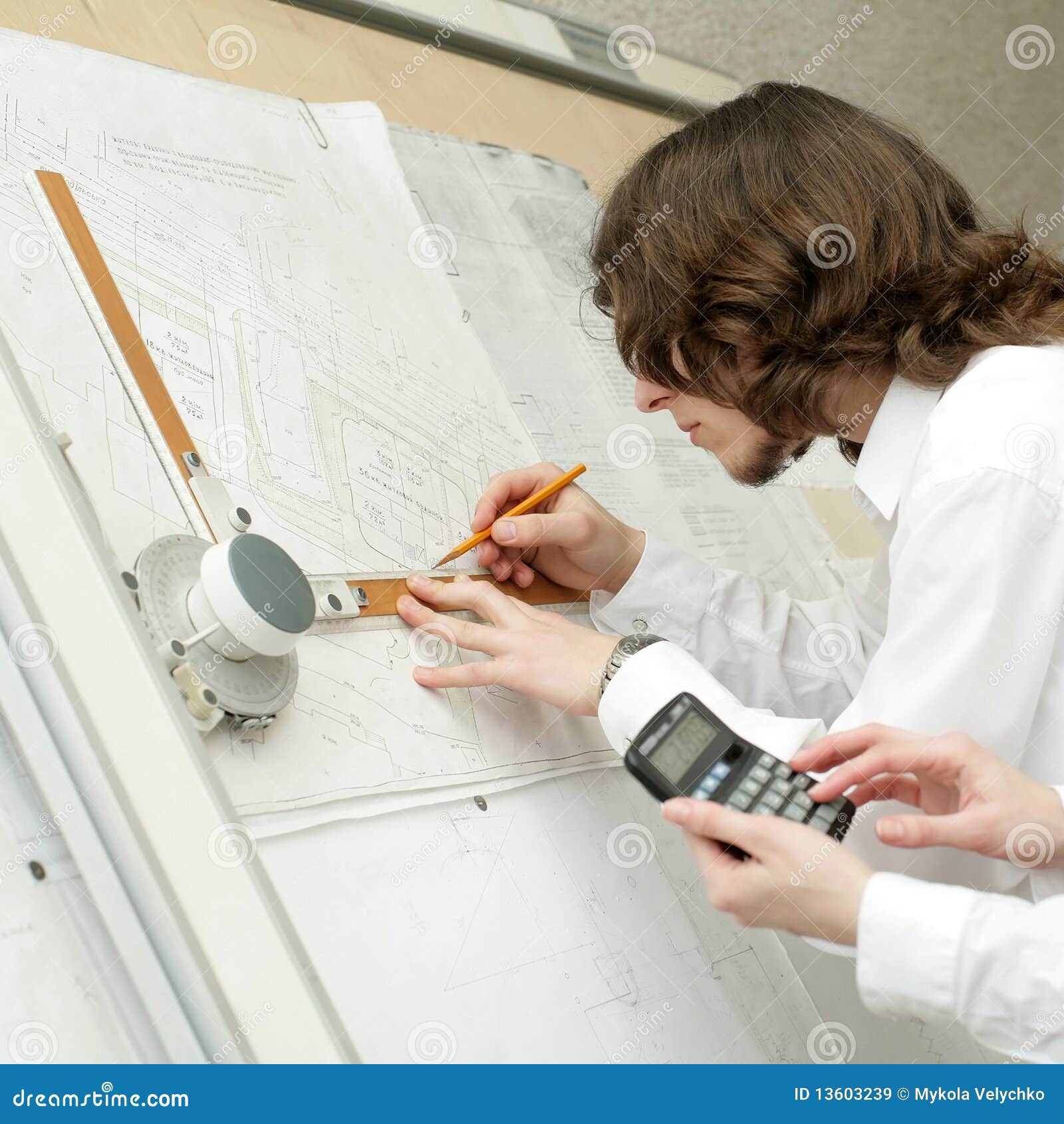 Hard working architects stock image. Image of ruler, print - 13603239