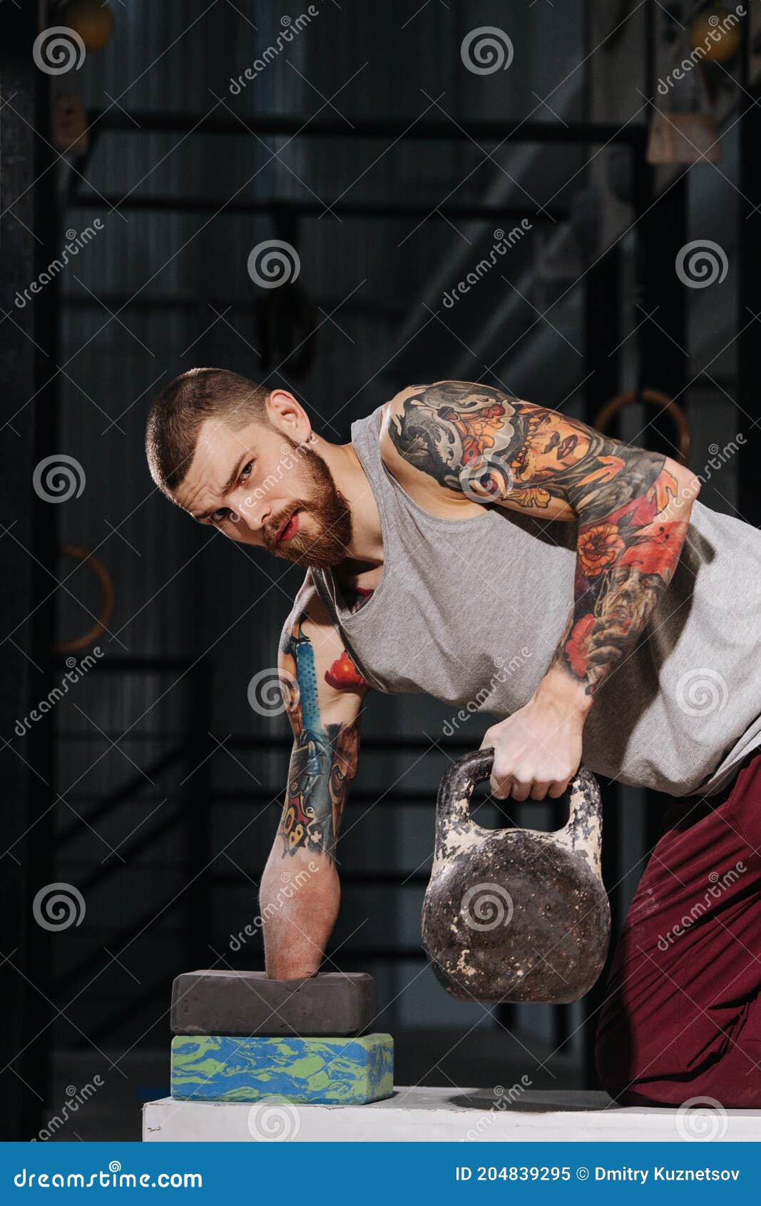 Hard-working Armless Man Doing Bent Over Single Arm Back Row with a ...