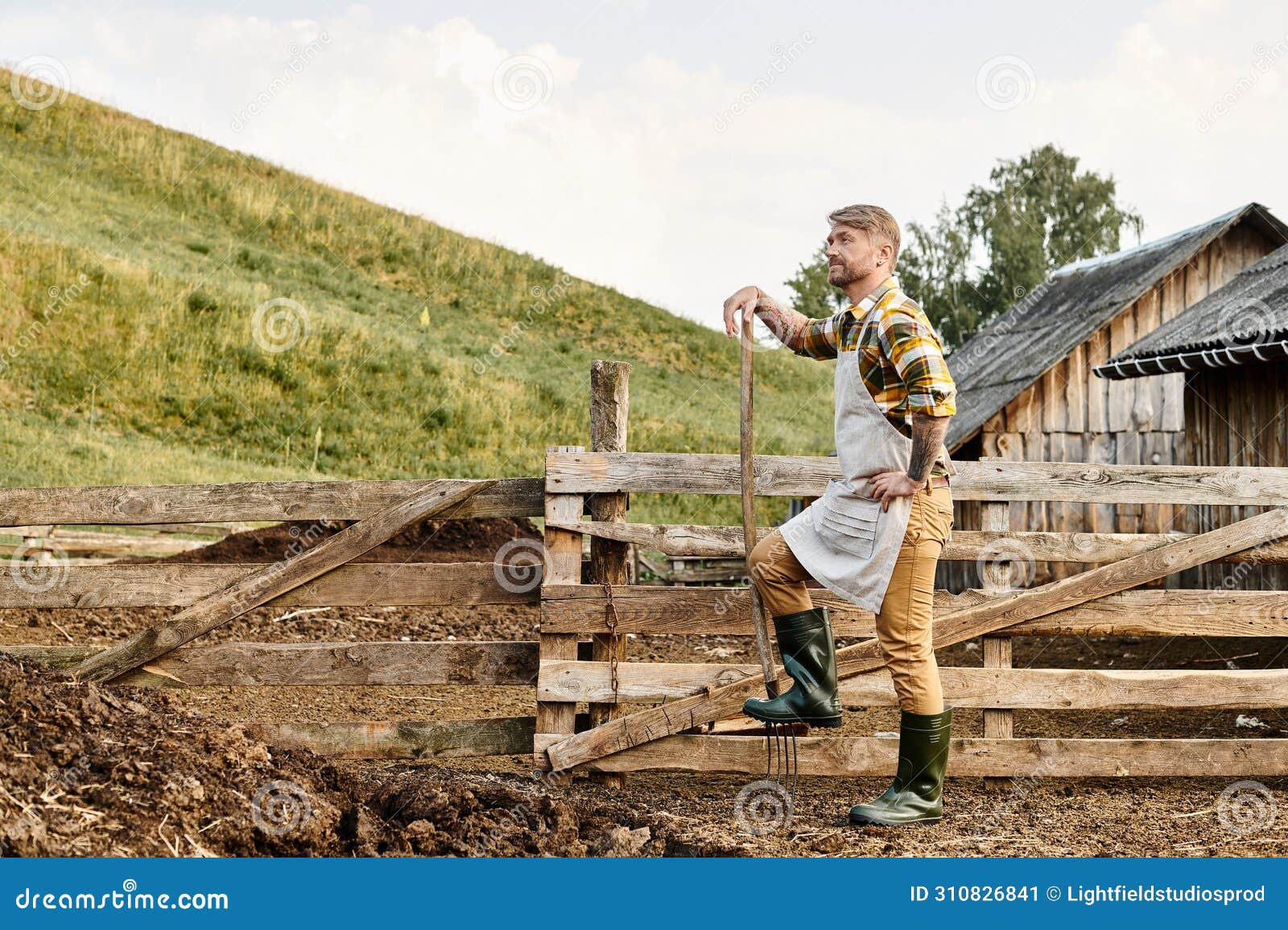 Hard Working Attractive Farmer with Beard Stock Image - Image of peace ...