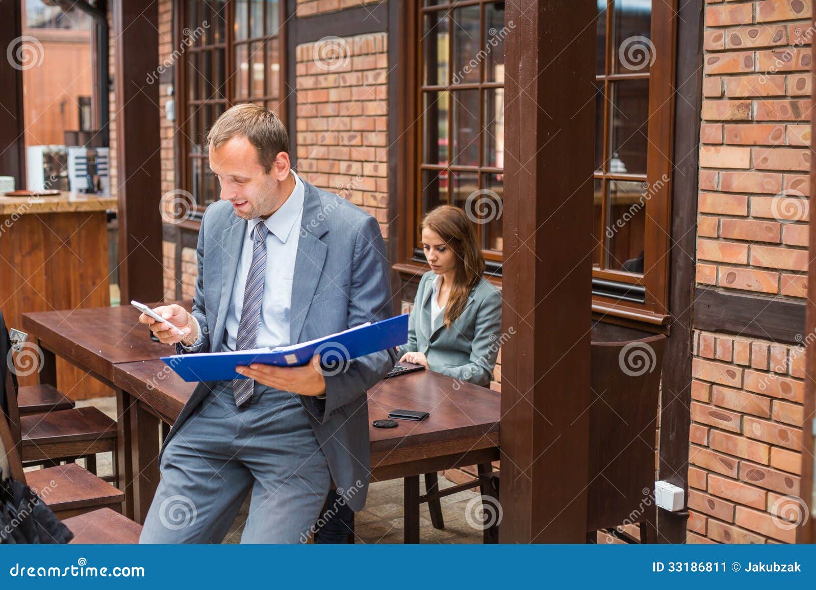 Hard Working Boss with His Secretary. Stock Image - Image of device ...