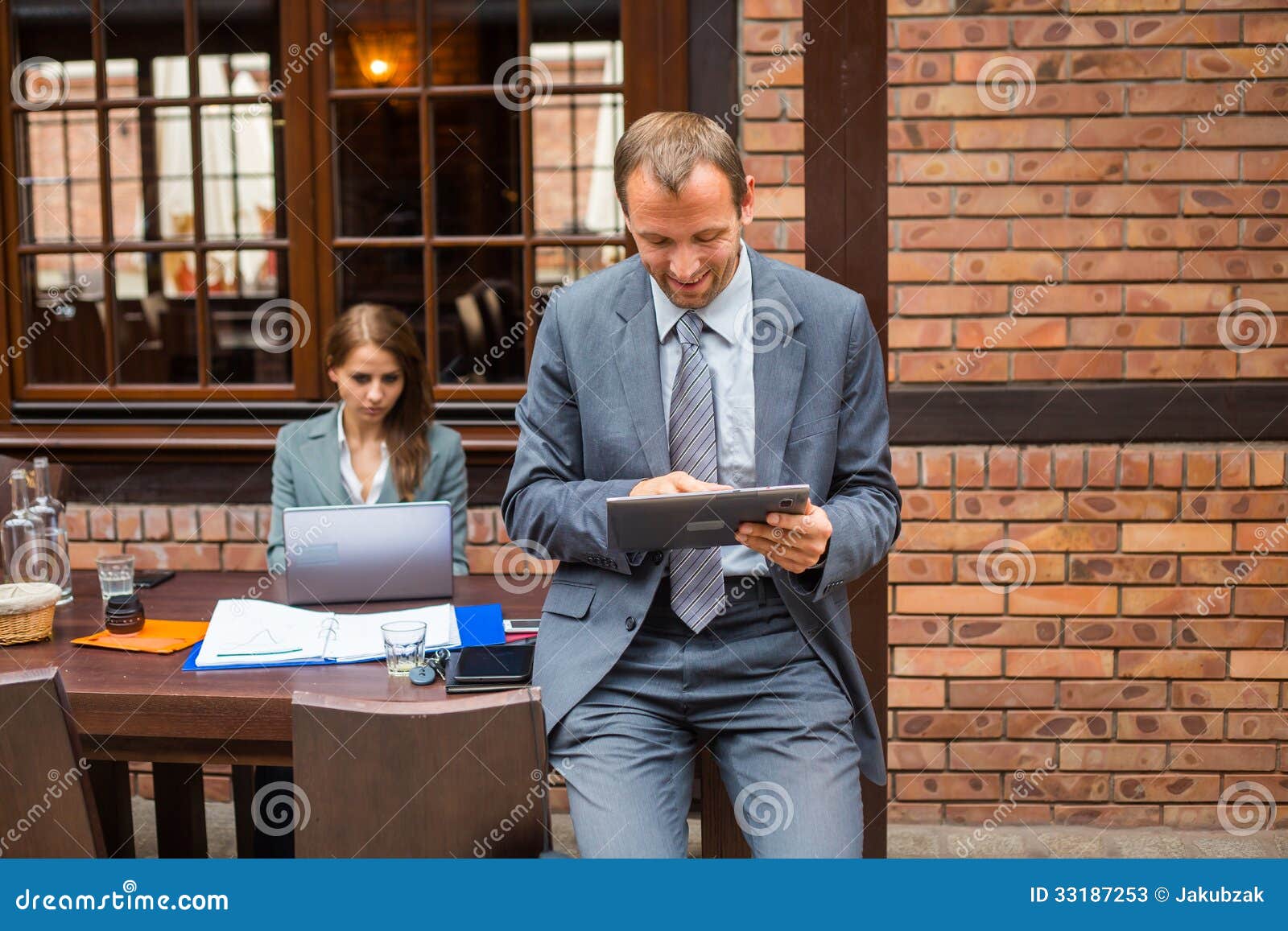 Hard Working Boss with His Secretary. Stock Image - Image of electronic ...