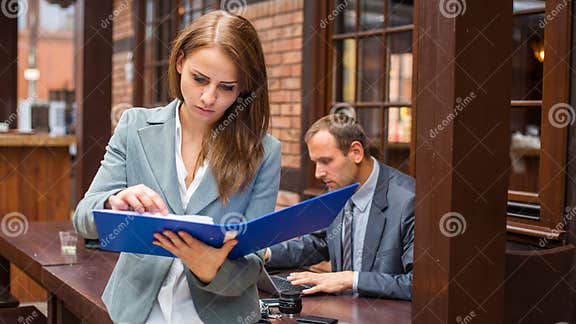 Hard Working Boss with His Secretary. Stock Image - Image of note ...