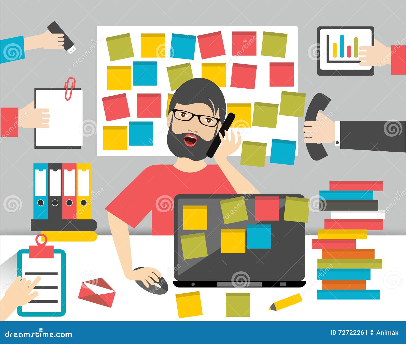 Hard working business man. stock vector. Illustration of lifestyle ...