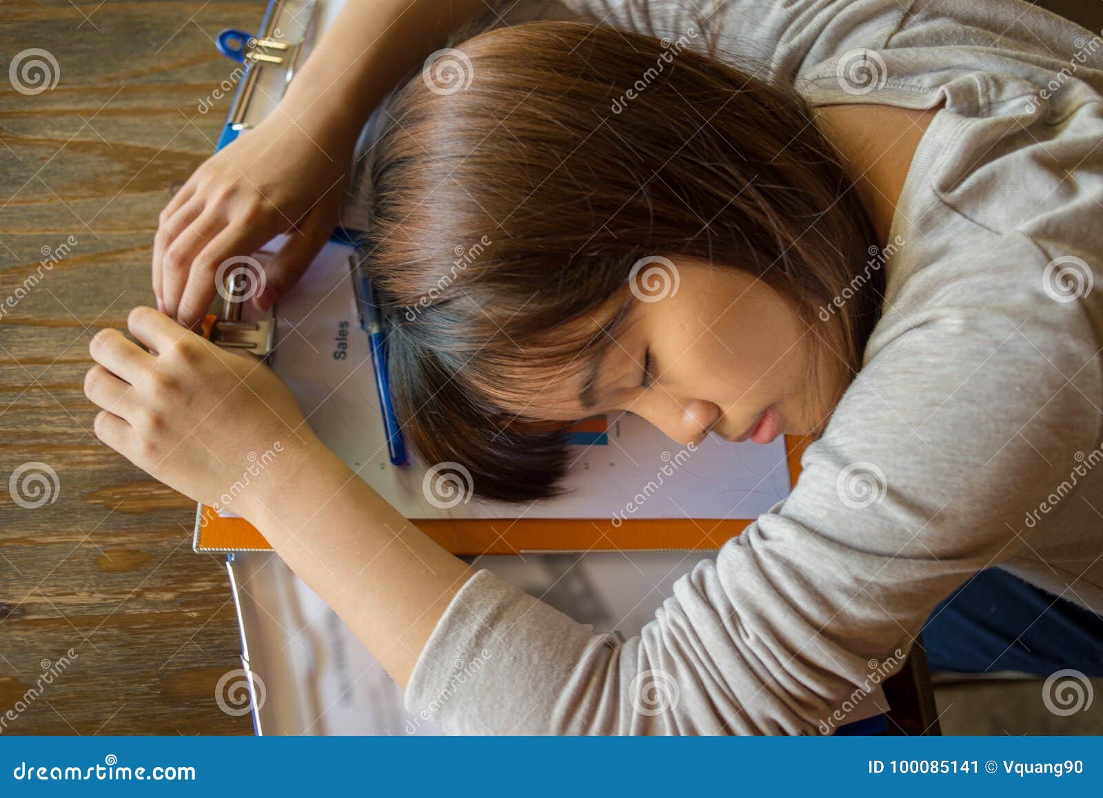 Hard-working Employee Sleeping on Reports Stock Image - Image of ...