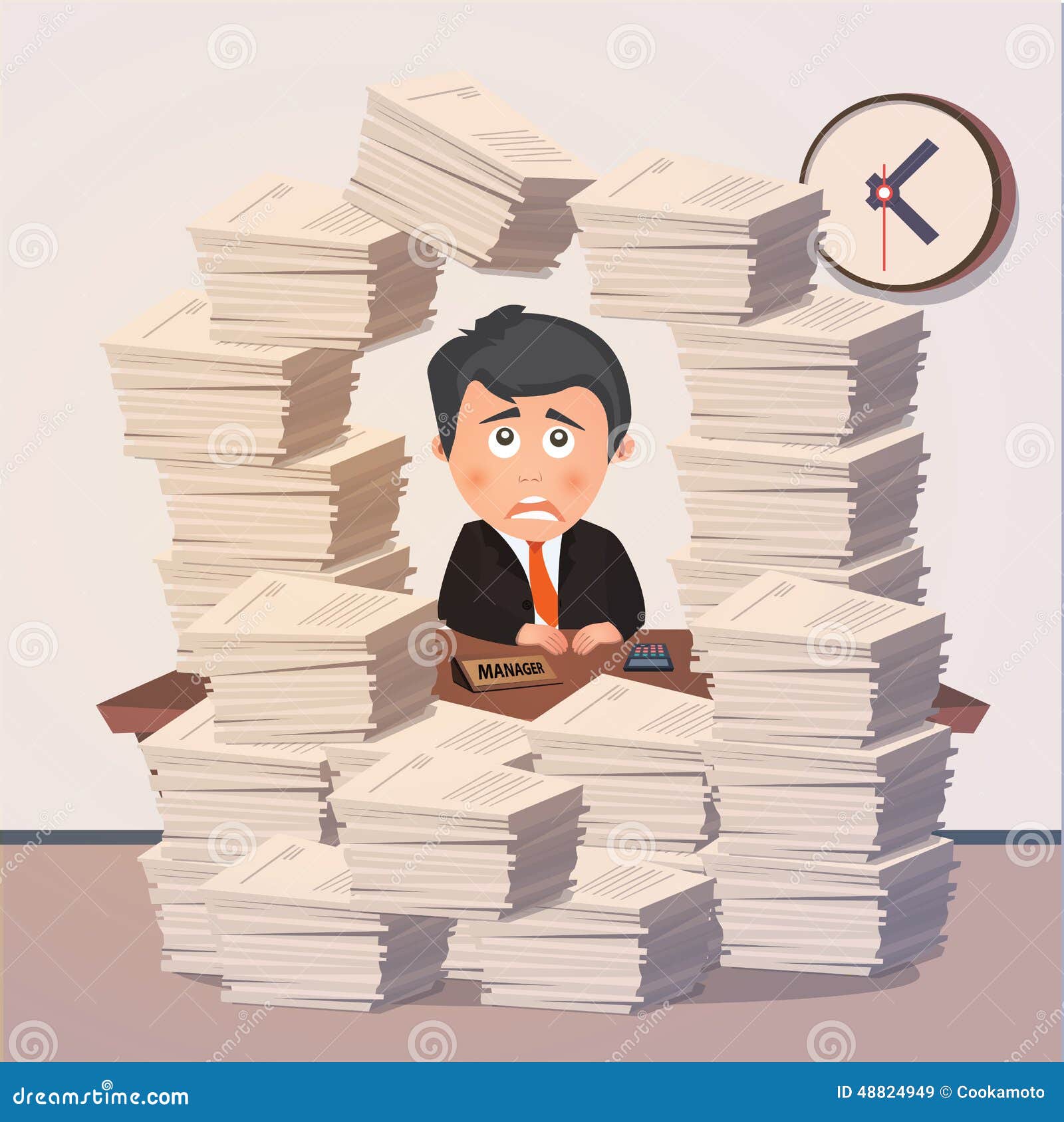 Hard Working Evening in Office. Vector Stock Vector - Illustration of ...
