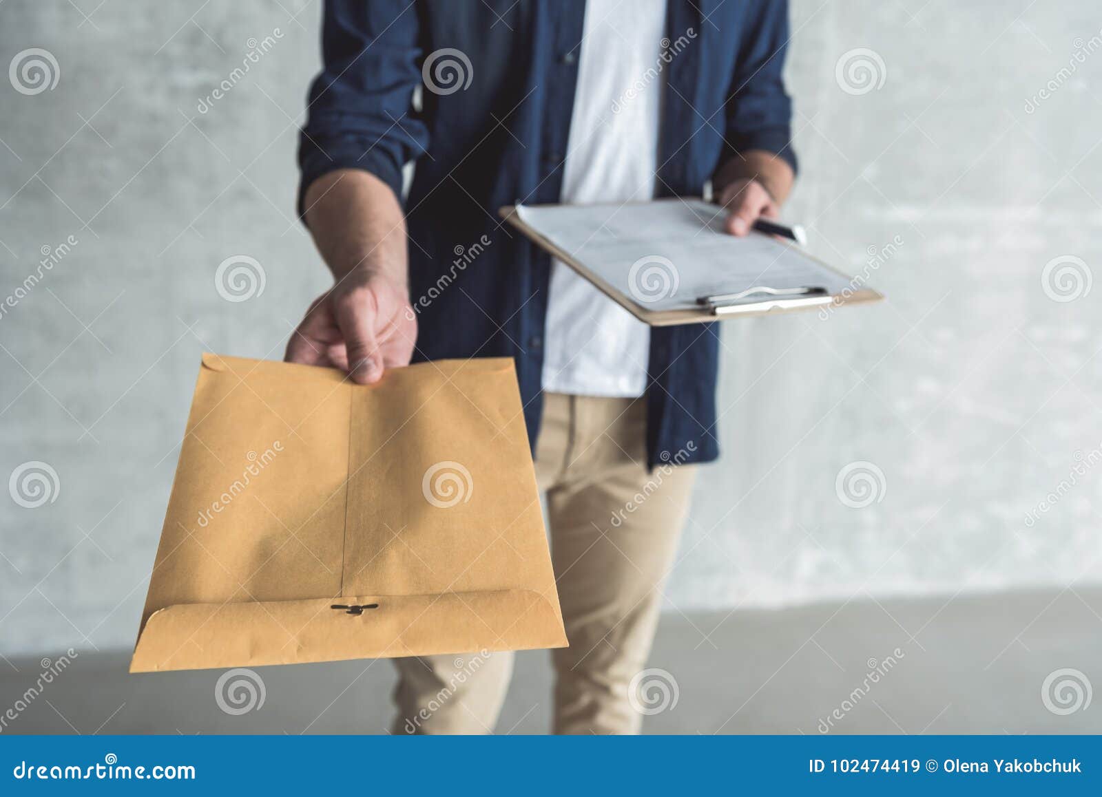 Hard-working Man is Carrying Parcel Stock Image - Image of adult ...