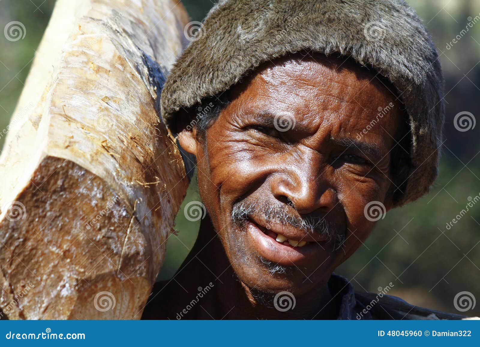 Hard Working Man Carrying a Tree Trunk - MADAGASCAR Stock Photo - Image ...