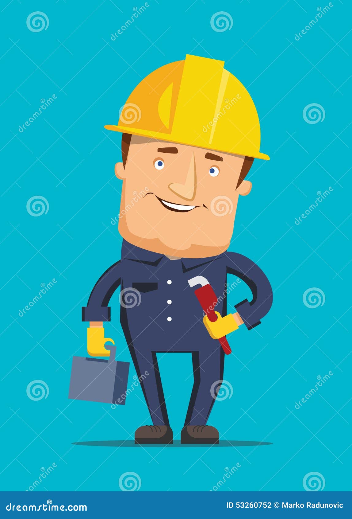 Hard Working Man Holding Tool Box Illustration Stock Illustration ...