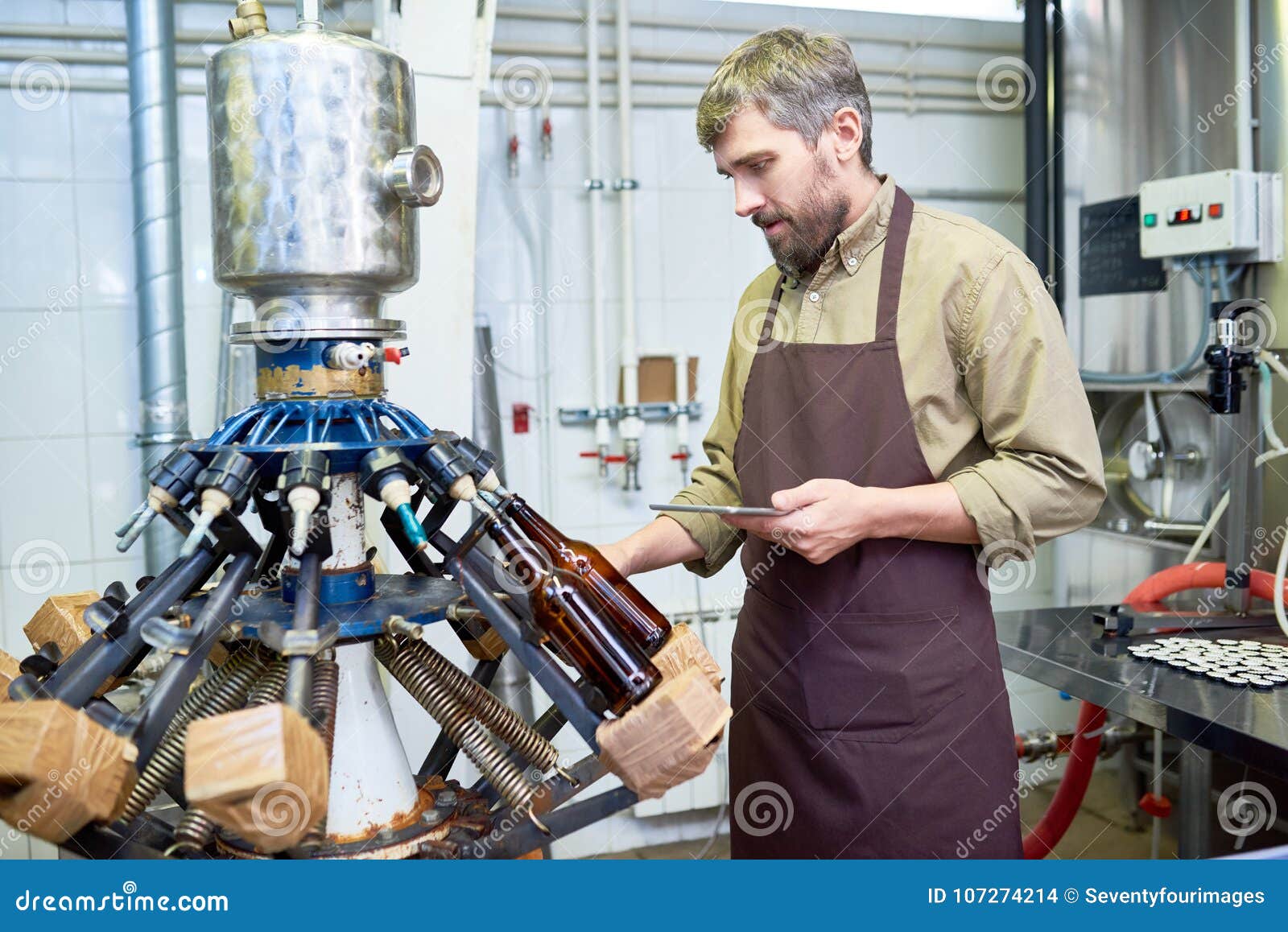 Machine Operator at Modern Brewery Stock Photo - Image of professional ...