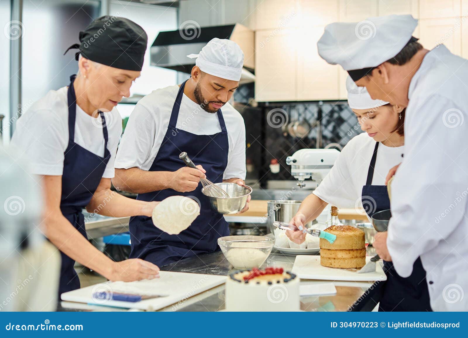 Hard Working Multicultural Chefs and Chief Stock Image - Image of ...