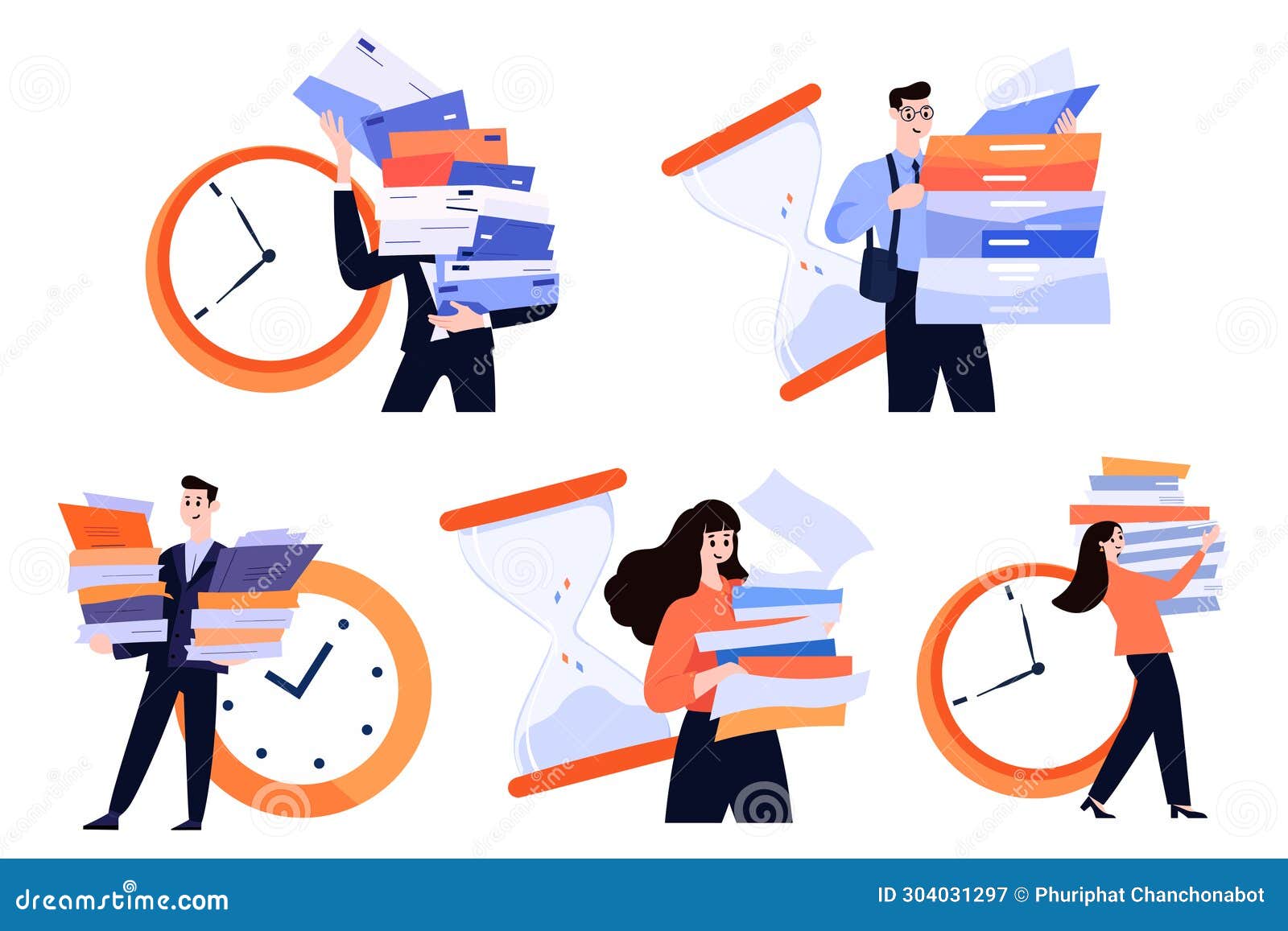 Hard Working People in Flat Style Collection Stock Vector ...