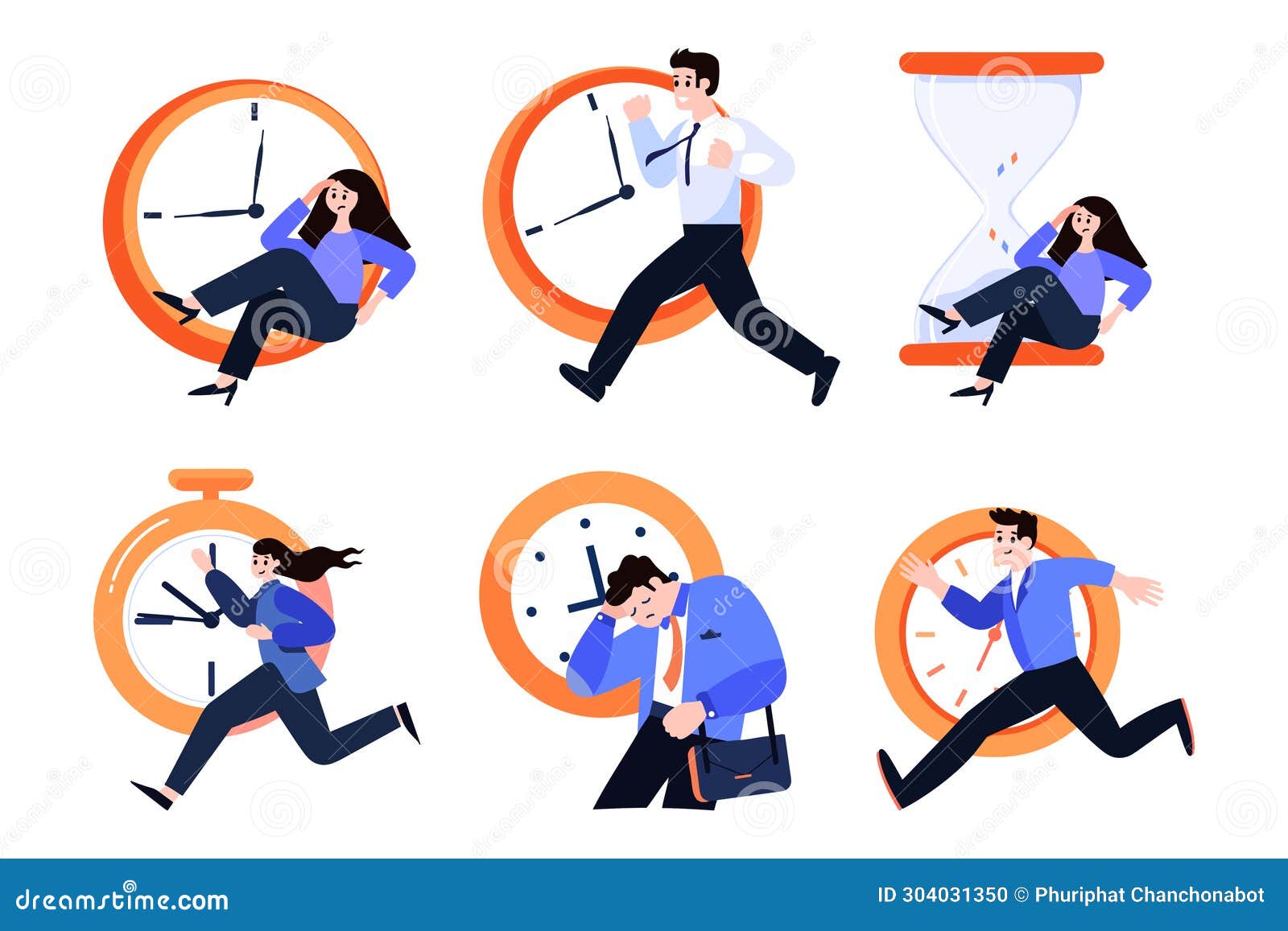 Hard Working People in Flat Style Collection Stock Vector ...