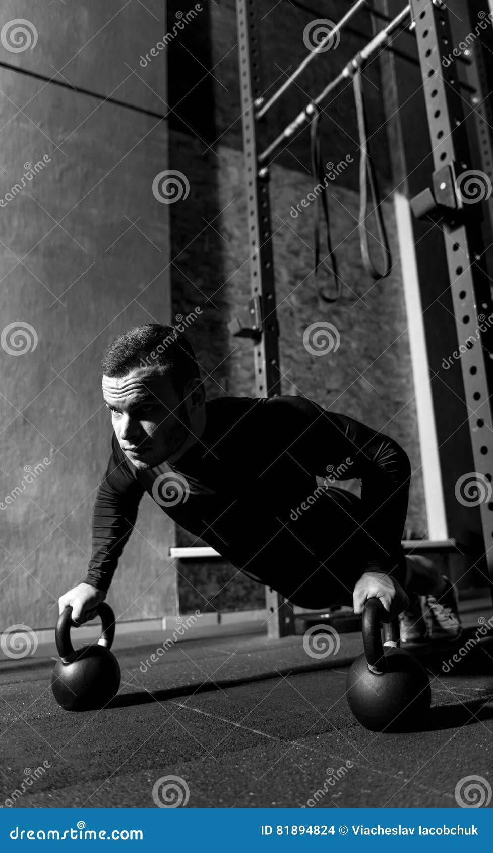 Hard Working Professional Weightlifter Doing Push Ups Stock Photo ...