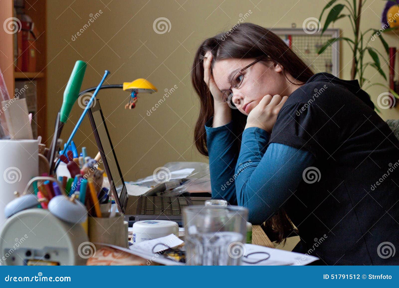 Hard working student stock photo. Image of girl, female - 51791512