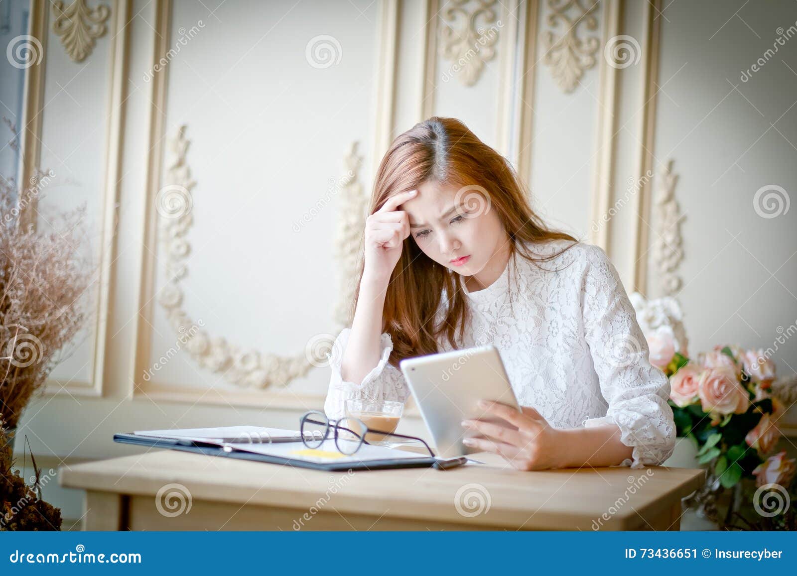 Hard working woman stock image. Image of press, looking - 73436651