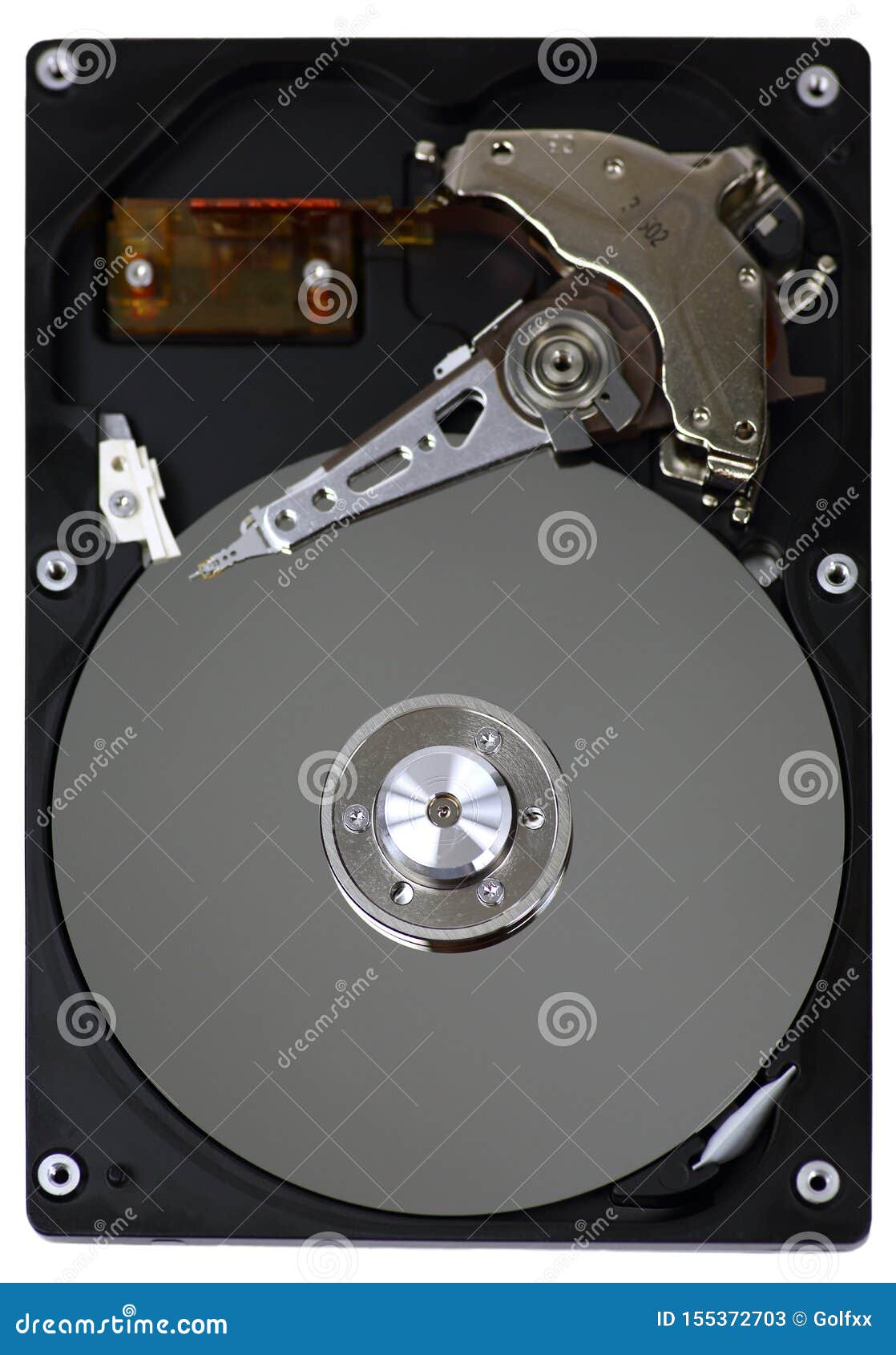 Harddisk Drive HDD with Top Cover Open Isolated on White Background ...