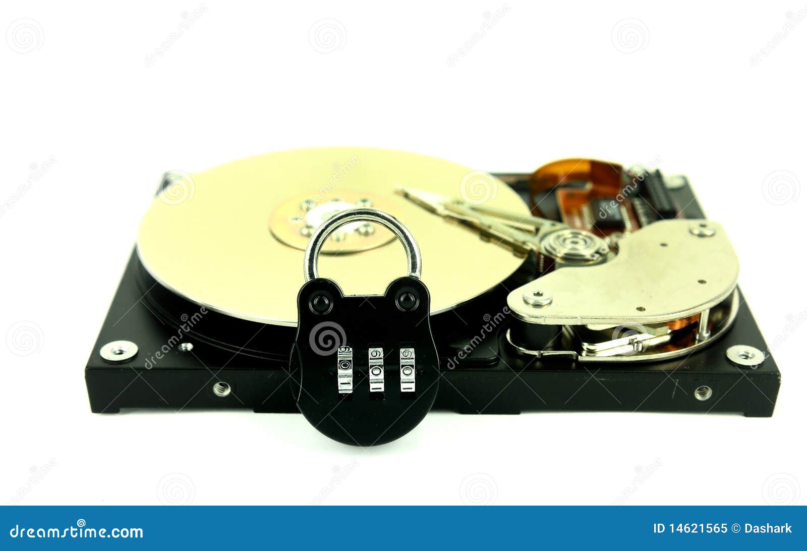 Harddisk with Lock on White Background Stock Image - Image of connect ...