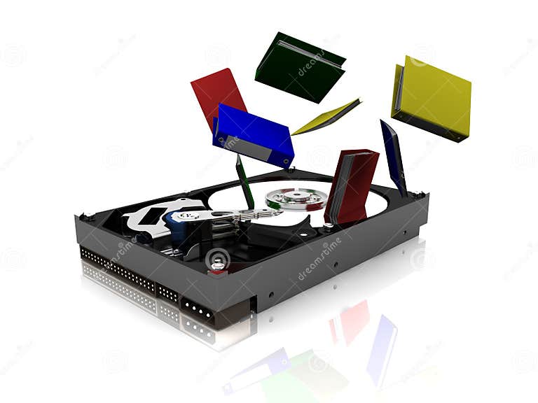 Harddrive and folders stock illustration. Illustration of harddrive ...