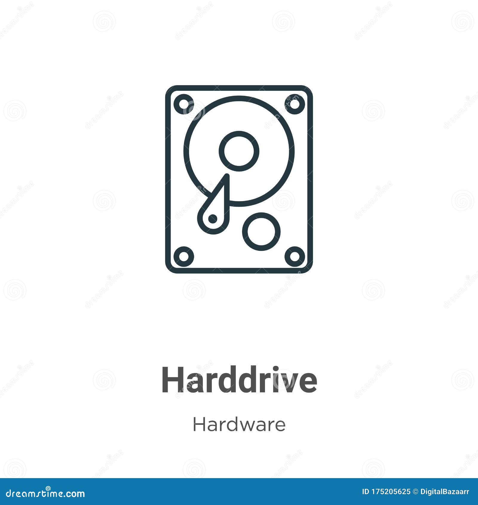 Harddrive Outline Vector Icon. Thin Line Black Harddrive Icon, Flat ...
