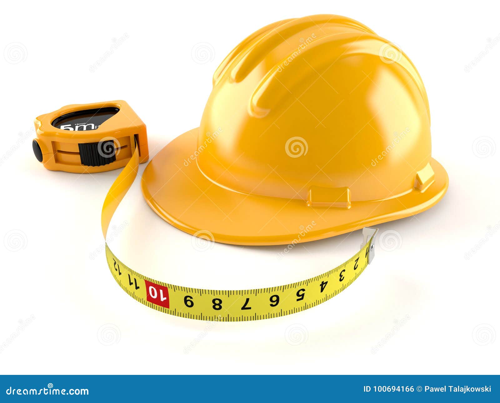 Hardhat with Measuring Tape Stock Illustration - Illustration of ...