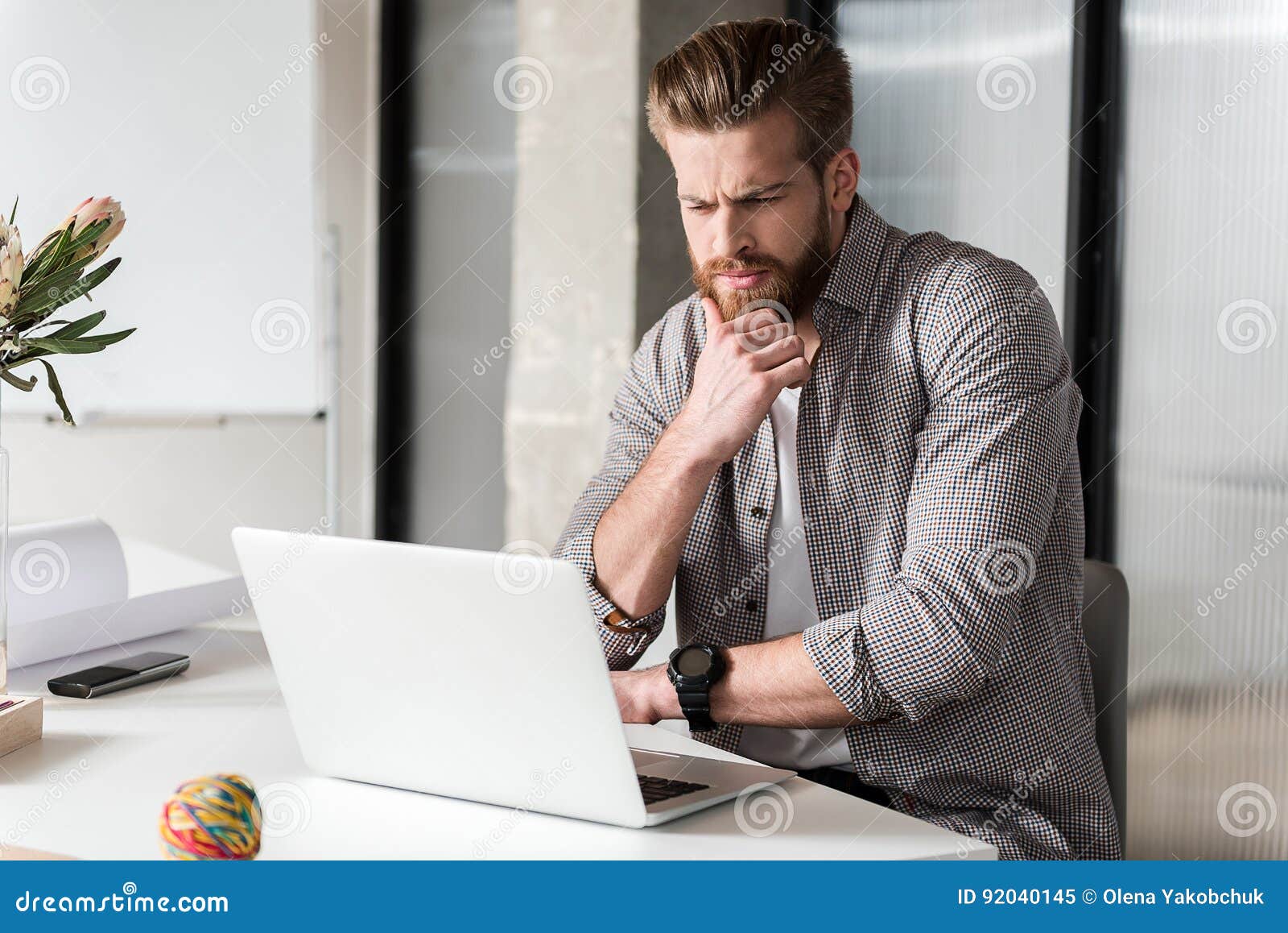 Hardly Thinking Male Office Worker Stock Image - Image of career ...